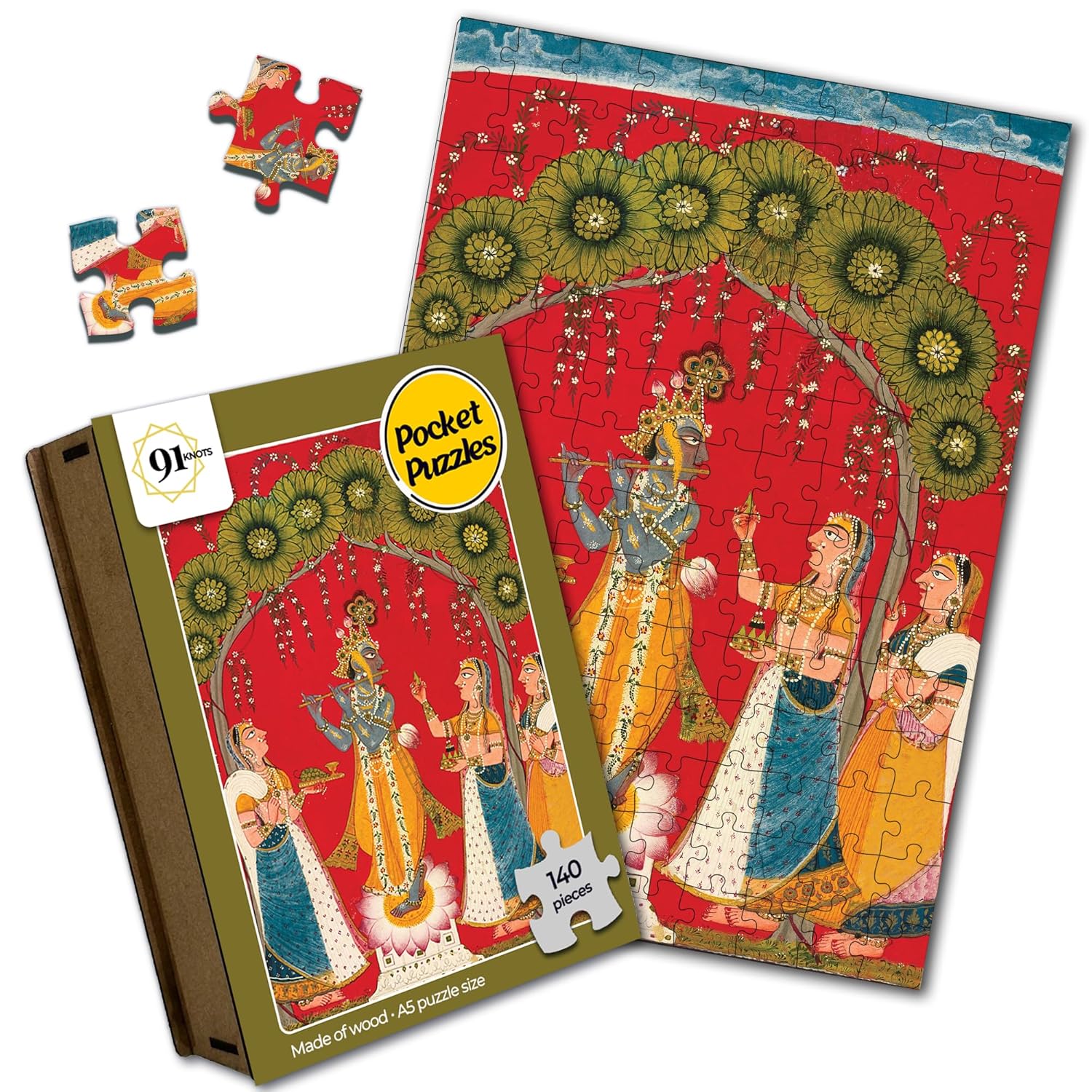 Buy 91Knots-Krishna with Flute and Gopis Wooden Jigsaw Puzzle (140 ...