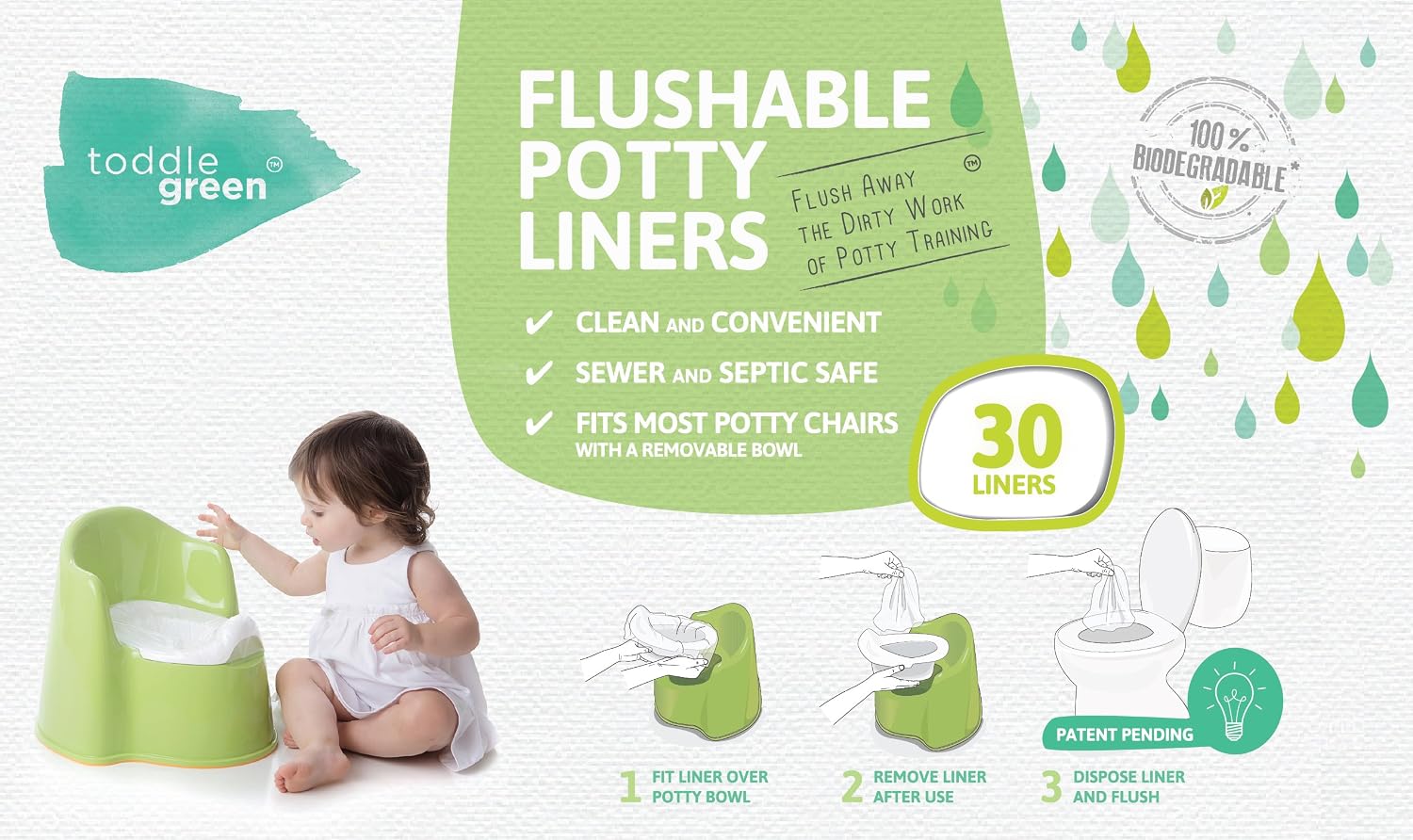 ToddleGreen Flushable Potty Liners, 30 Count : Amazon.com.au: Baby