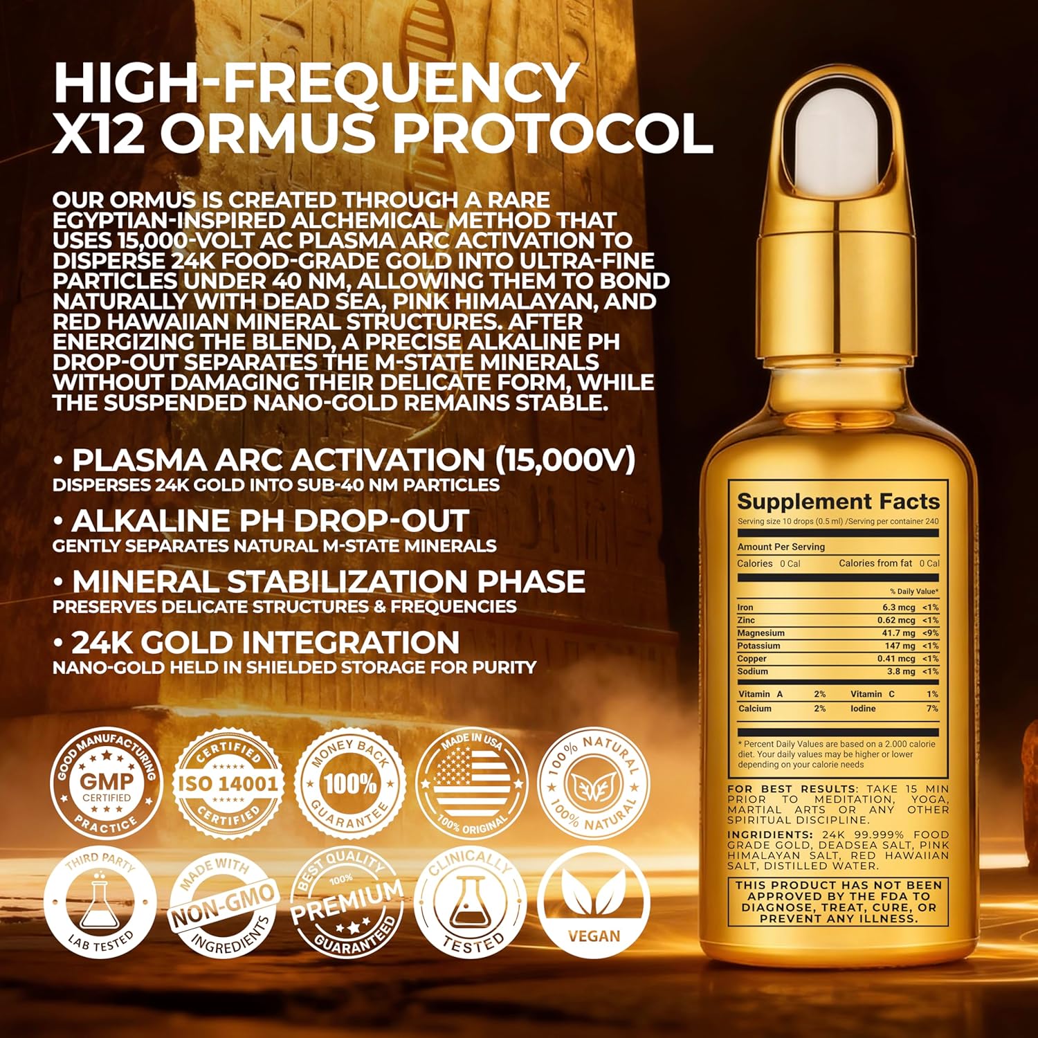 X12 Ormus Monoatomic Gold - Liquid Trace Mineral Blend with 24K Gold ...