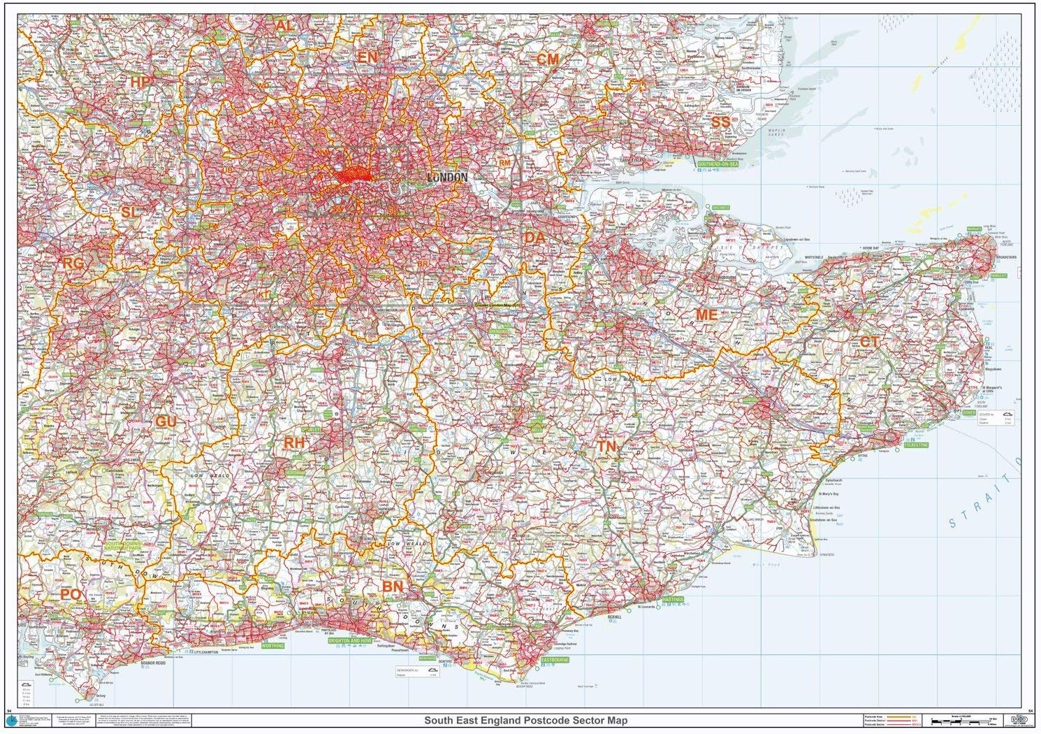 Postcode Sector Map - (S4) - South East England - Wall Map-Paper ...