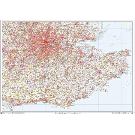 South East England - Postcode District Wall Map-Plastic Coated : Amazon ...