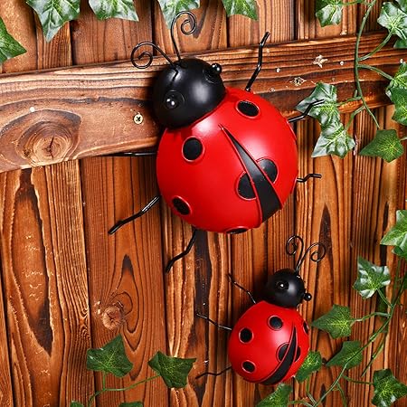Amazon.com : The Lakeside Collection Metal Ladybug Garden Decorations ...