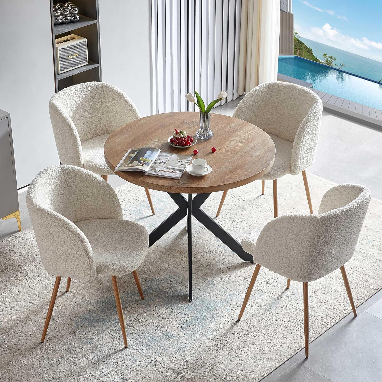 Amazon.com - Homedot 5 Pieces Dining Table Set for 4, 37-Inch Dia Round ...