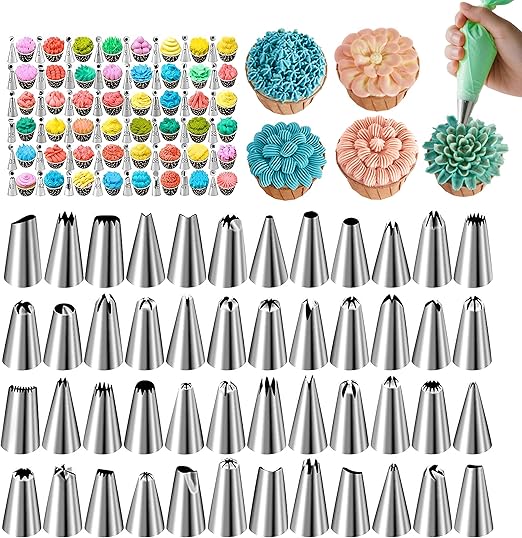 Amazon.com: Hendiy Piping Tips Set, Stainless Steel Frosting Piping Kit ...