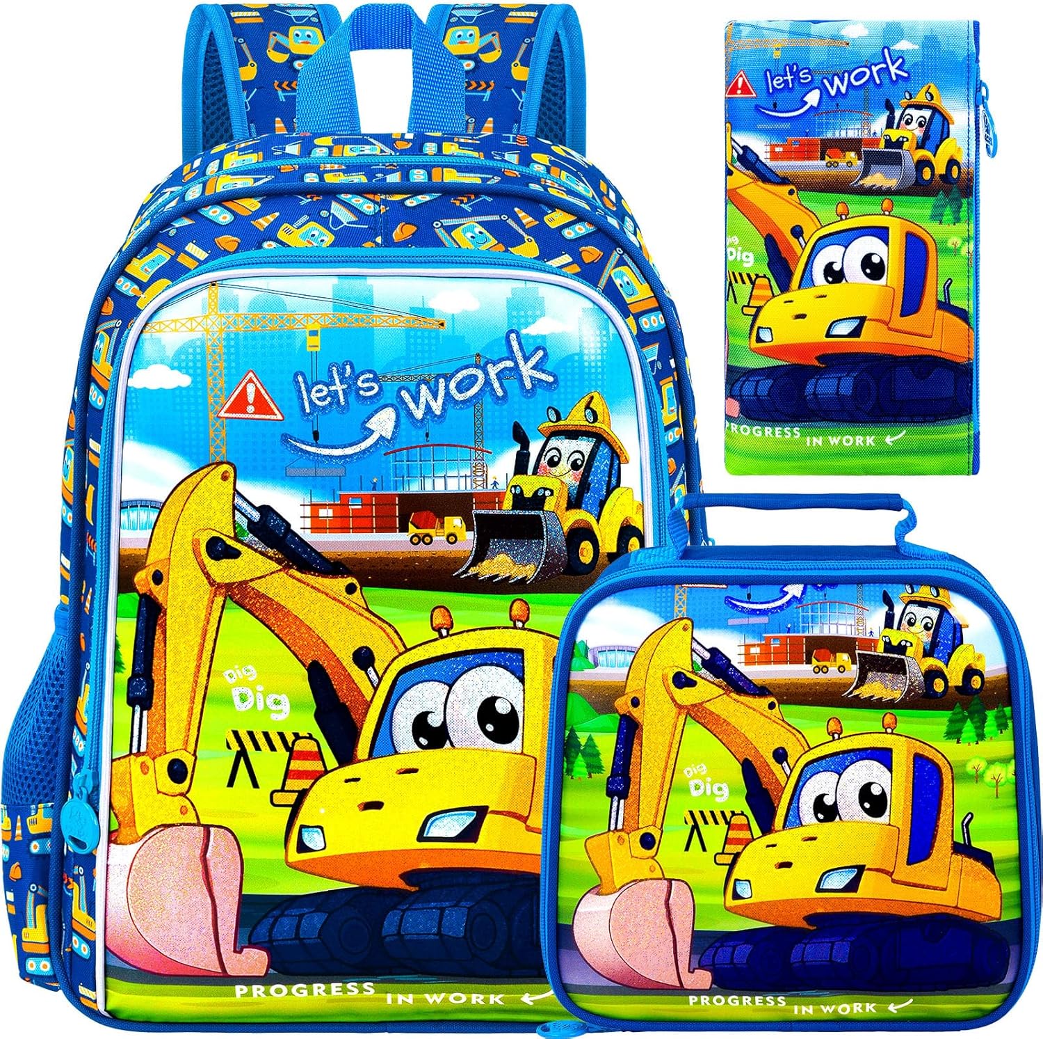 Amazon.com | CCJPX 3PCS Excavator Backpack for Boys, 16 Inch Water ...