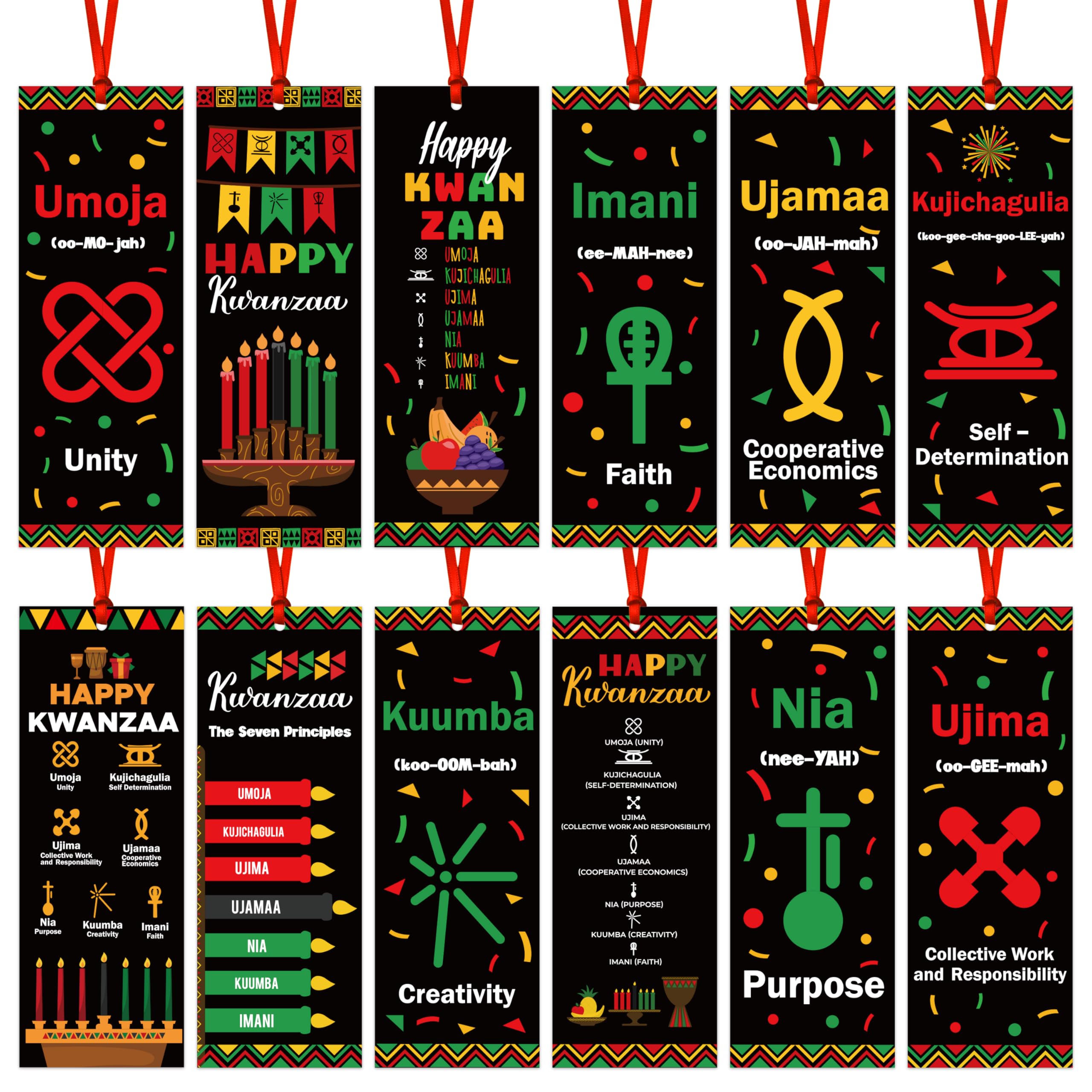 Snapklik.com : Happy Kwanzaa Bookmarks - 120Pcs African Traditional ...