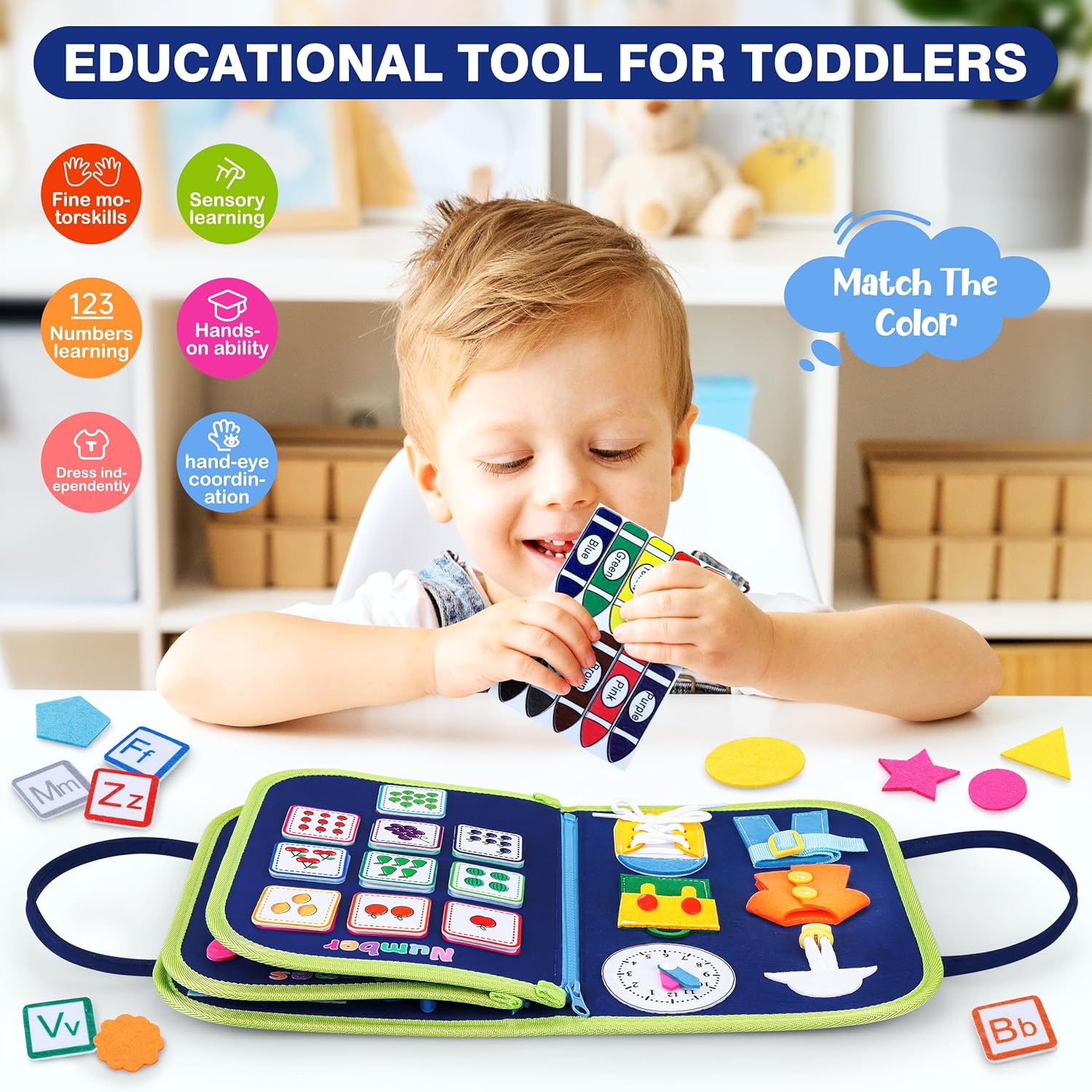 CUKU Busy Board Montessori – Tabla de actividades para niños pequeños ...