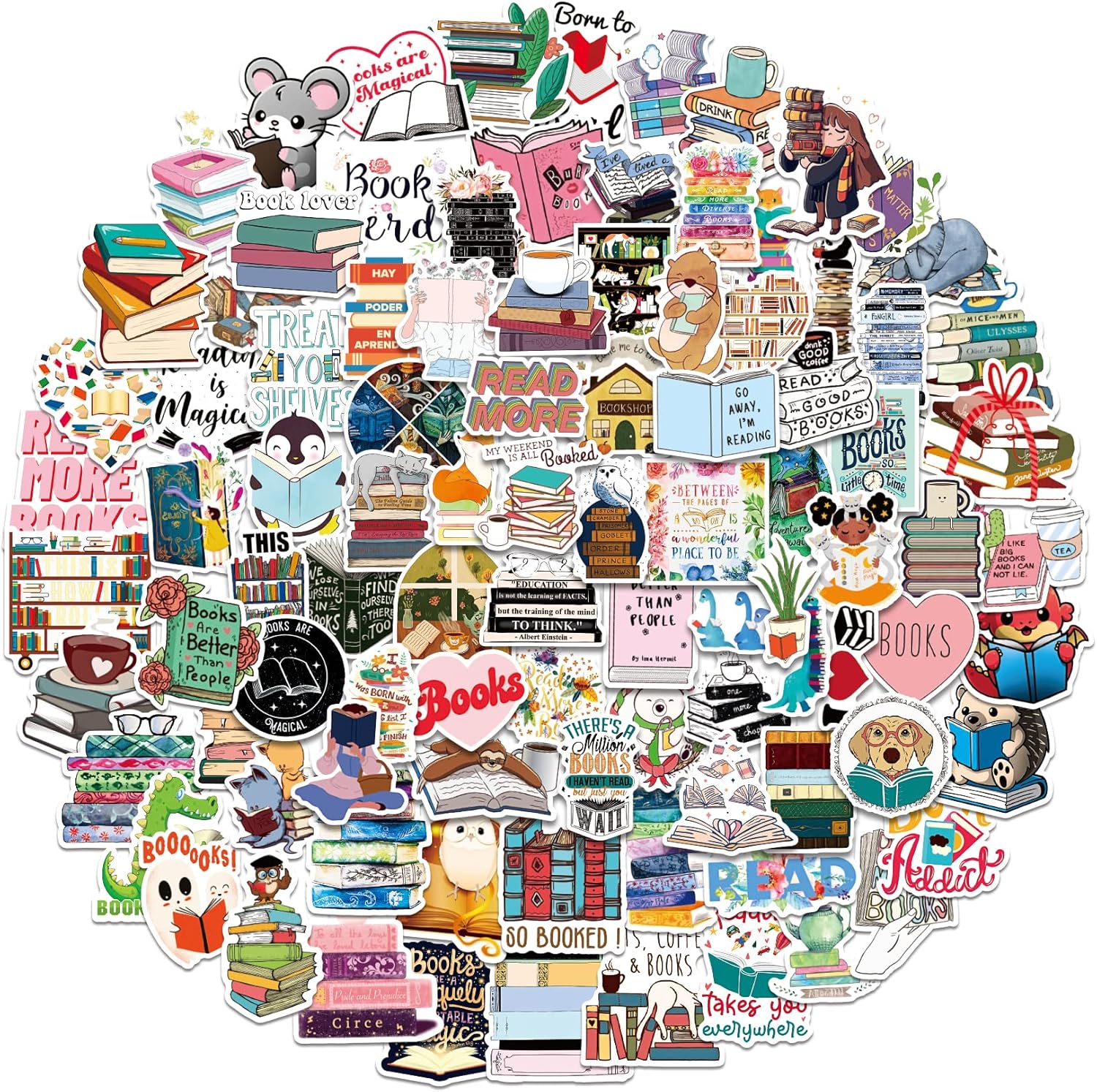 100Pcs Reading Stickers, Waterproof Book Bookish Stickers for Kids ...
