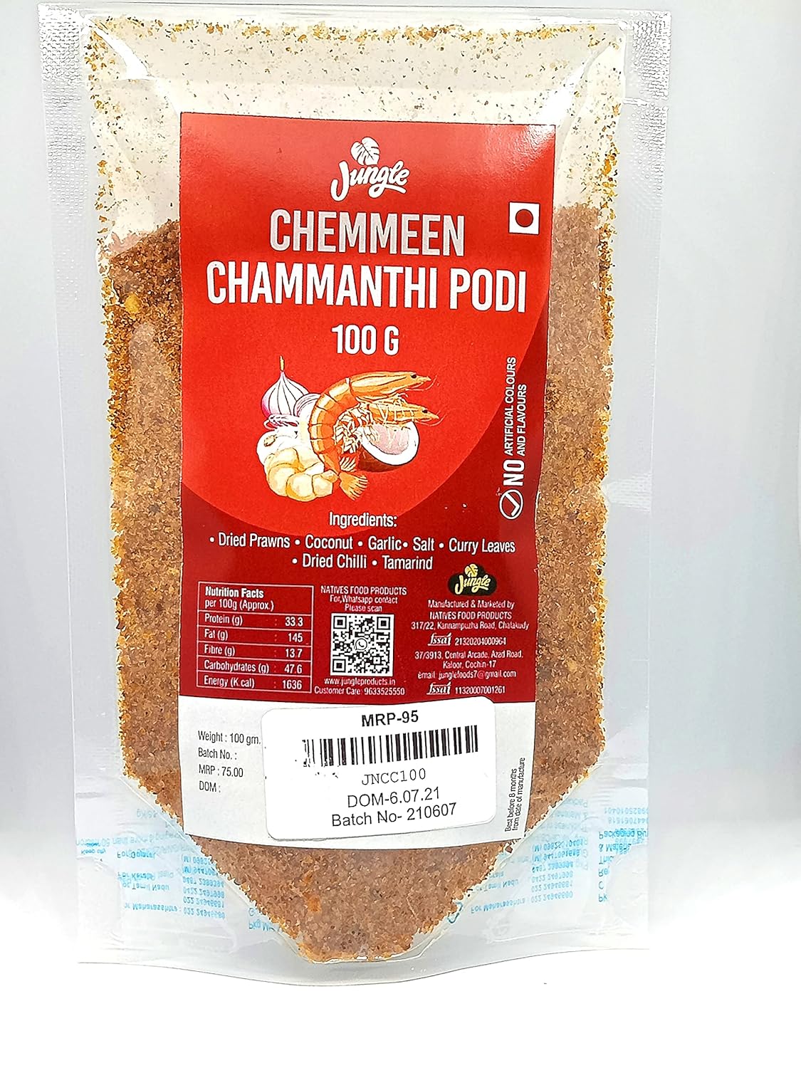 Jungle Naturals Spicy Chemmeen Chammanthi Podi 100g | Kerala style ...
