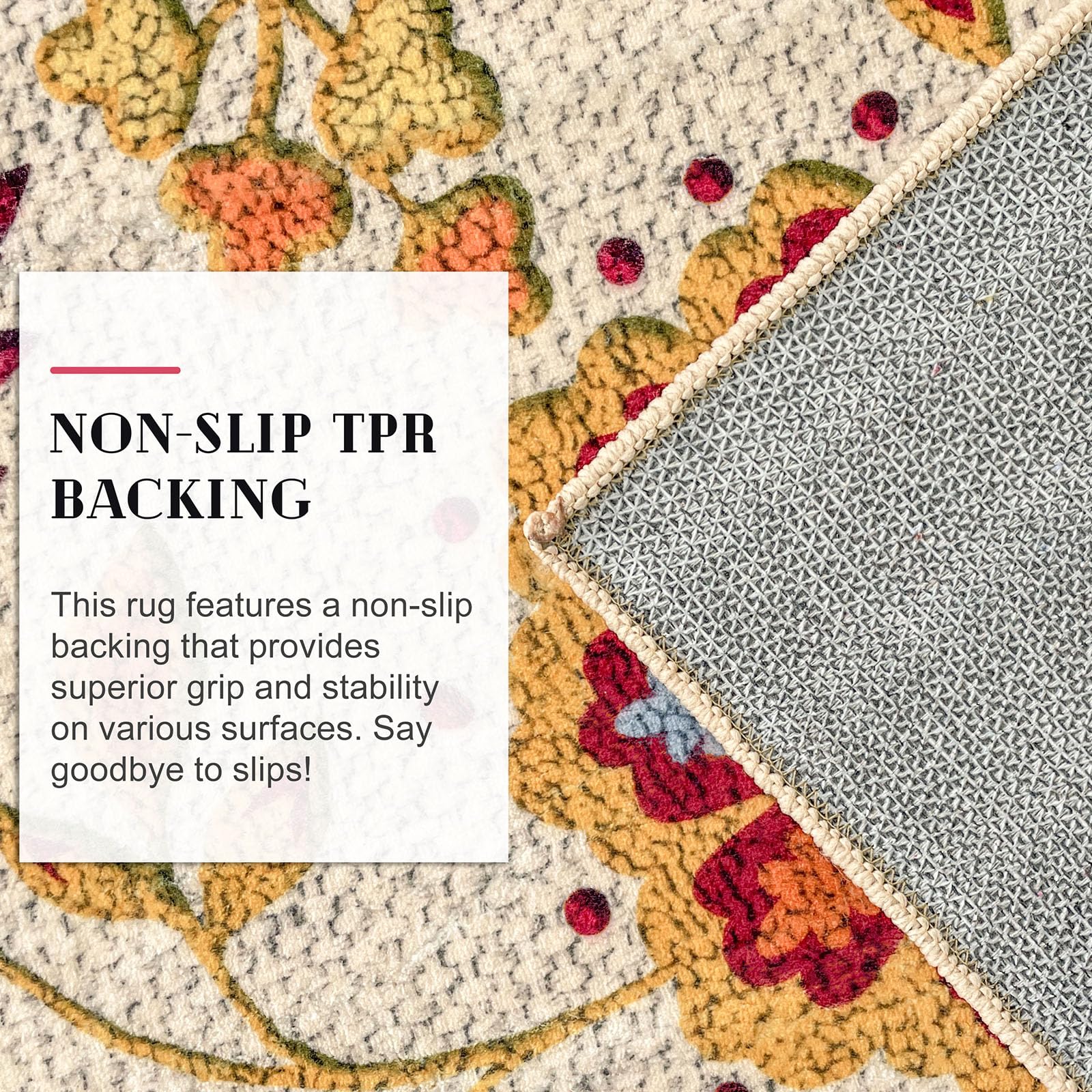 Lansny Modern Floral Area Rug 3x5 Washable Kitchen Rugs Non-Slip ...