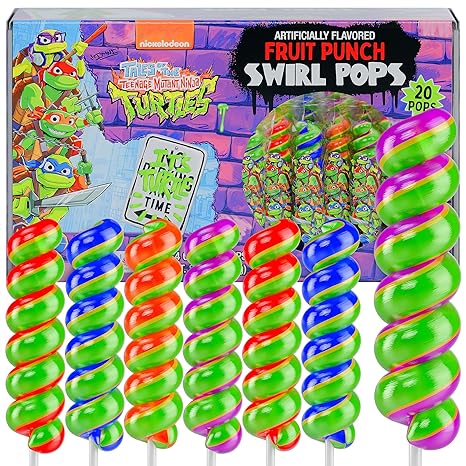 Amazon.com : Ninja Turtles Lollipops Swirl 20pk- Ninja Turtle Candy For ...