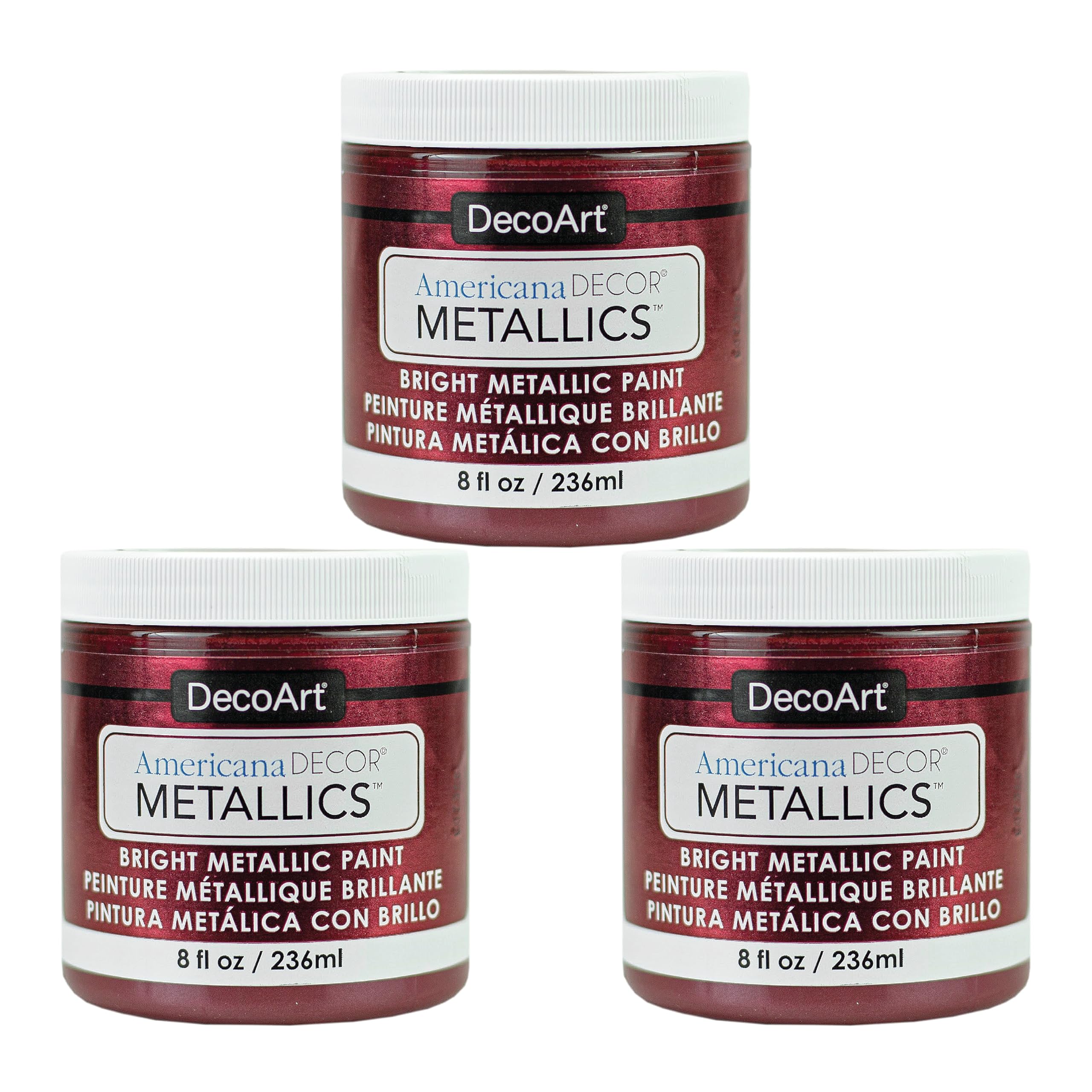 Amazon.com: DecoArt Americana Garnet Metallic Paint, 3 Pack 8oz Garnet ...