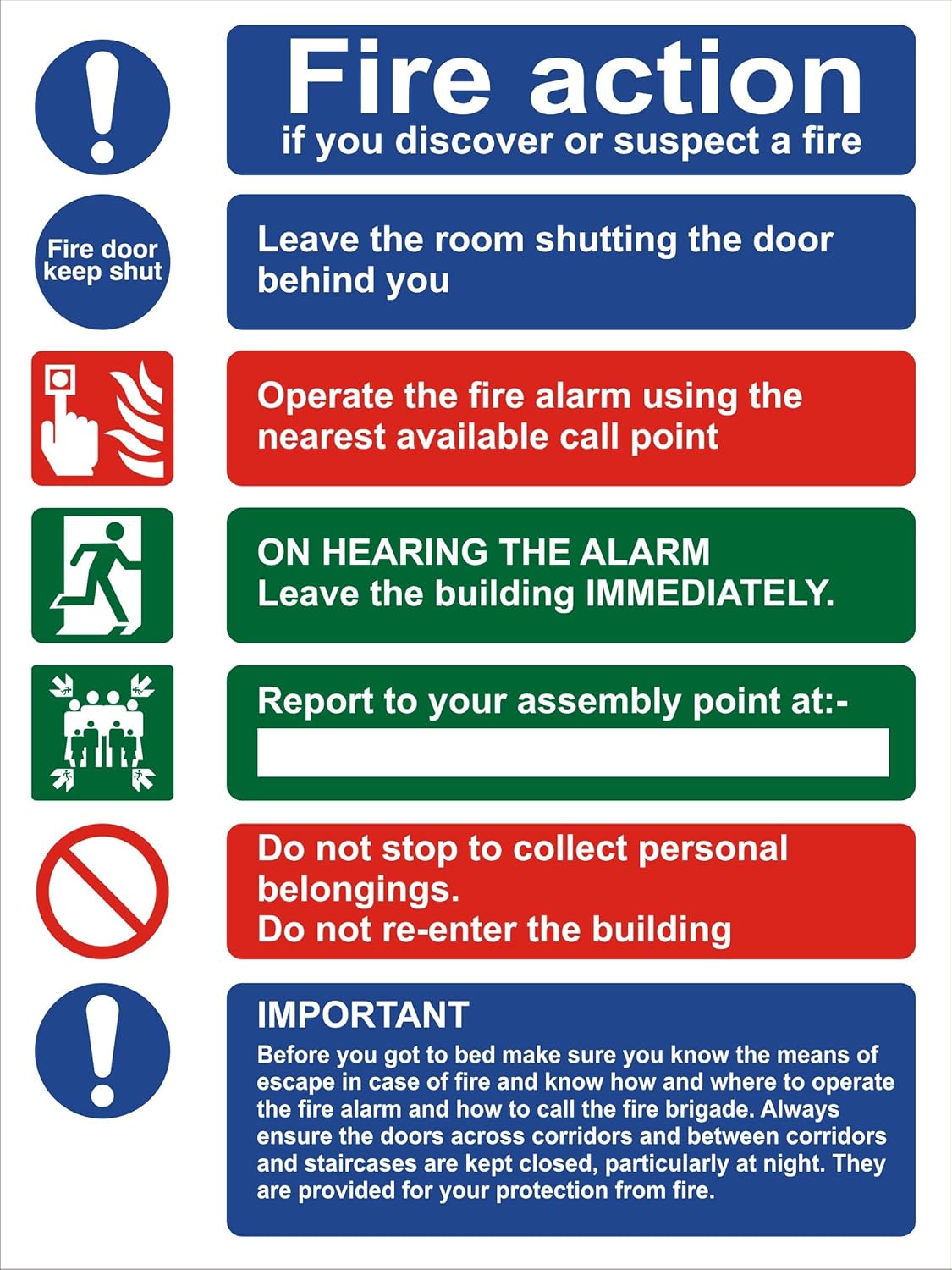 Safetyshop.org.uk Self adhesive vinyl Fire action notice 150 x 200 mm ...