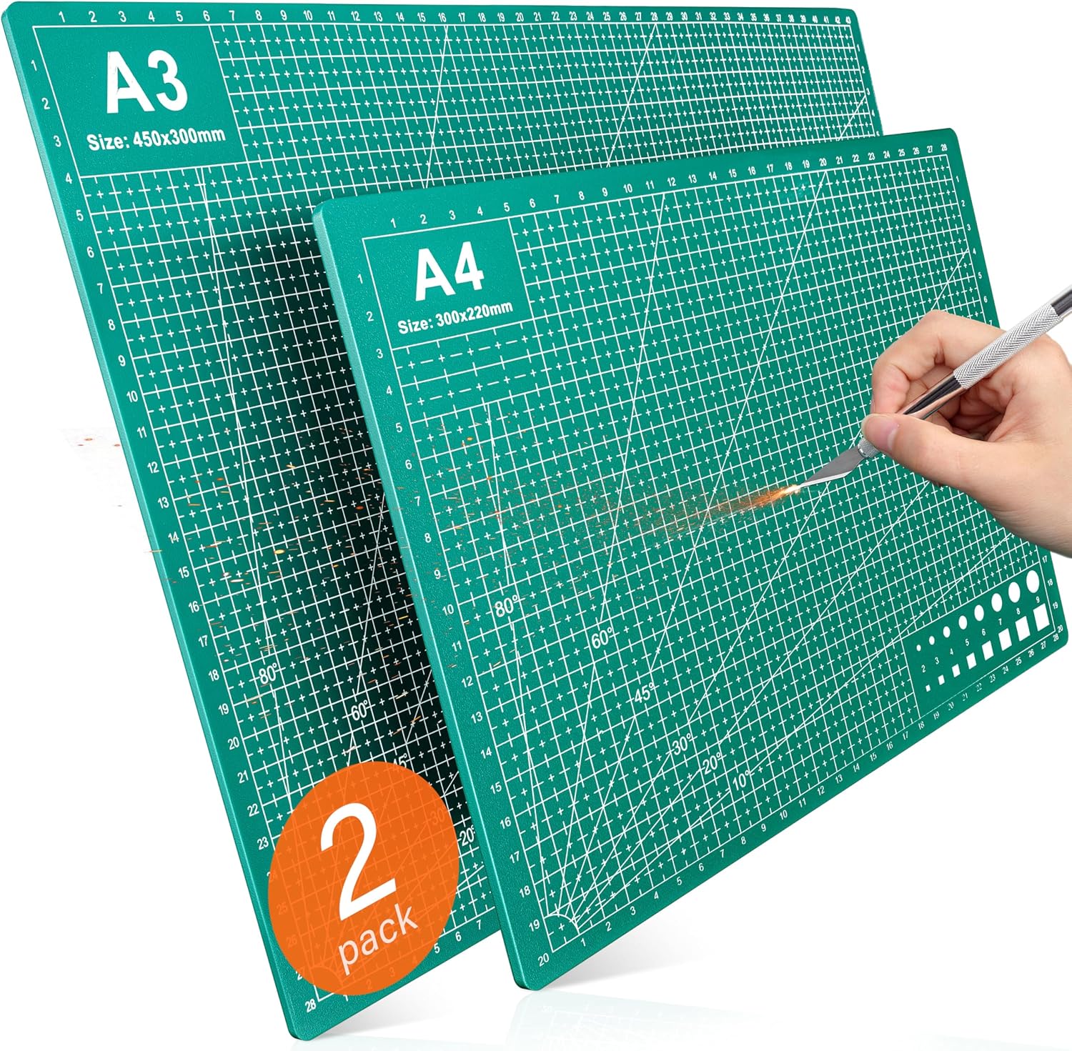 BLUEQUE Cutting Mat Self Healing - 2 Premium Quilting Cutting Mat (A3 ...