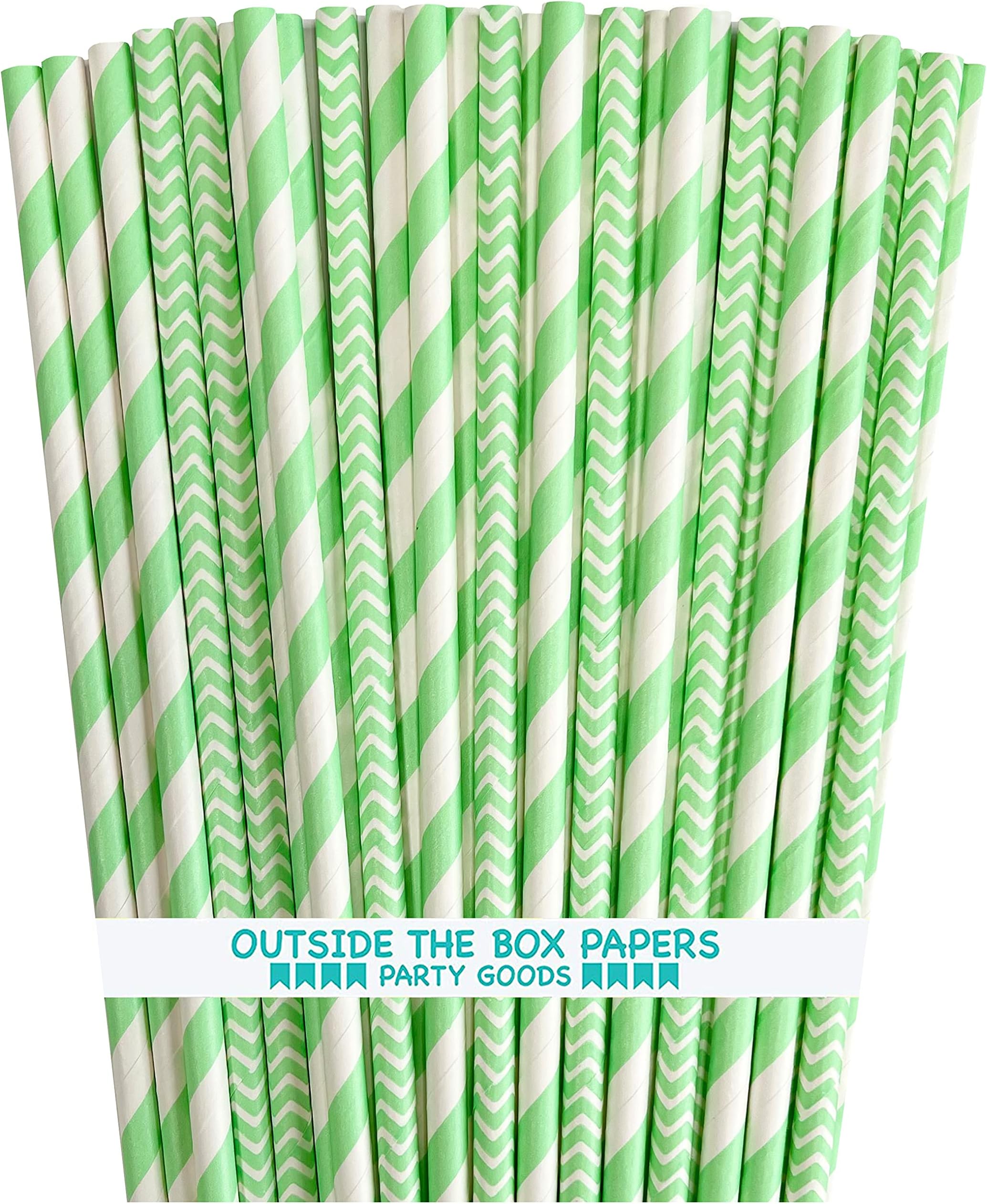 Amazon.com: Pineapple and Chevron Paper Straws - Green Yellow White ...