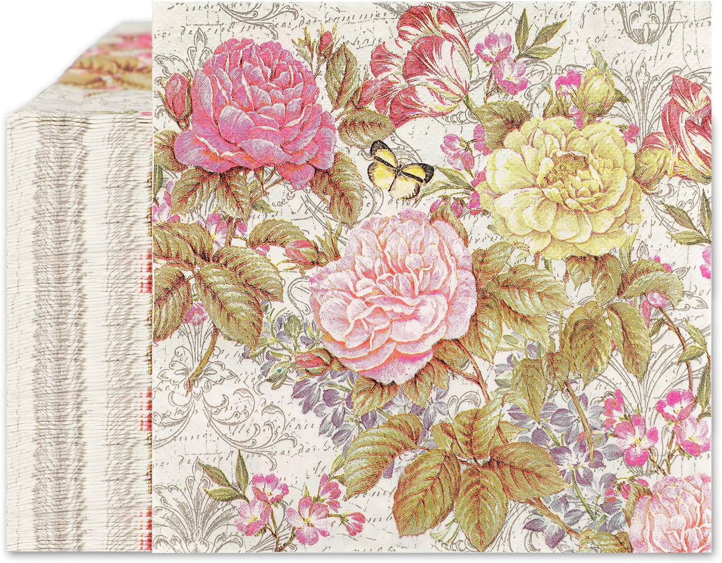 Amazon.com: 100 PCS Spring Floral Cocktail Napkins Disposable Flower ...