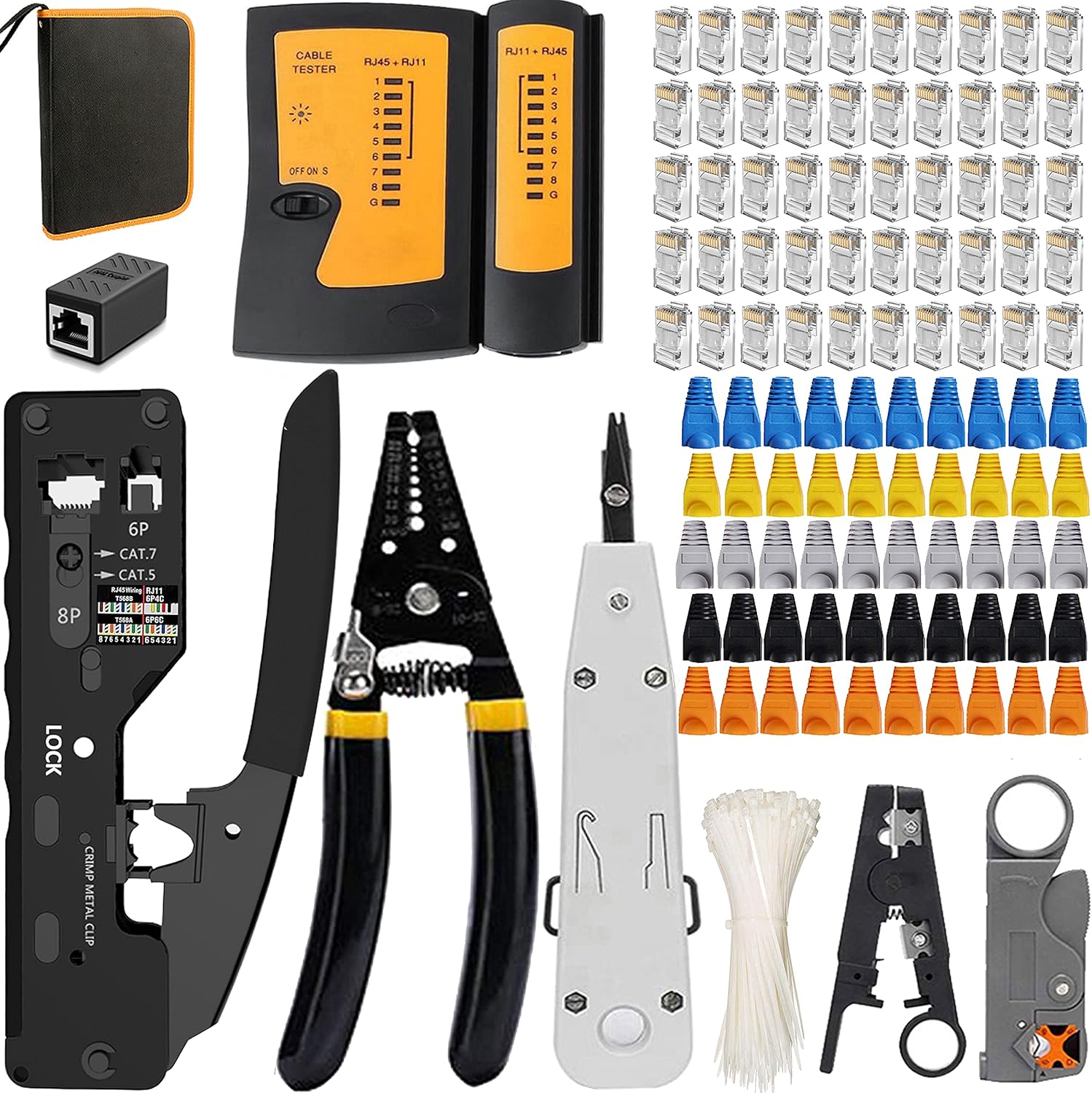 MAYLINE CrimperRJ45 Cat7 Network Cutter Tool Kits, CAT5 CAT6 ...