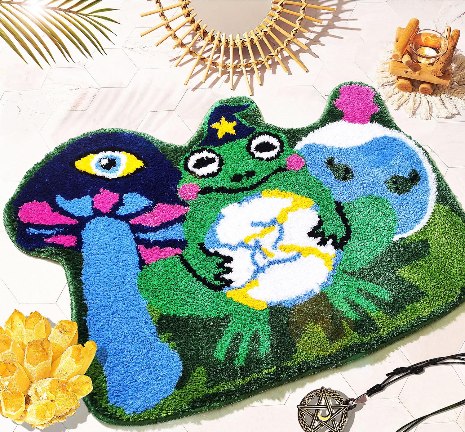 Amazon.com: Cute Fun Bathroom Rugs Green Bath Mats for Bathroom Wizard ...