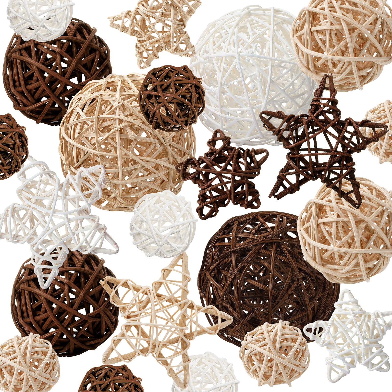 Amazon.com: Chunful 22 Pcs Wicker Rattan Balls Decorative for Bowl Orbs ...