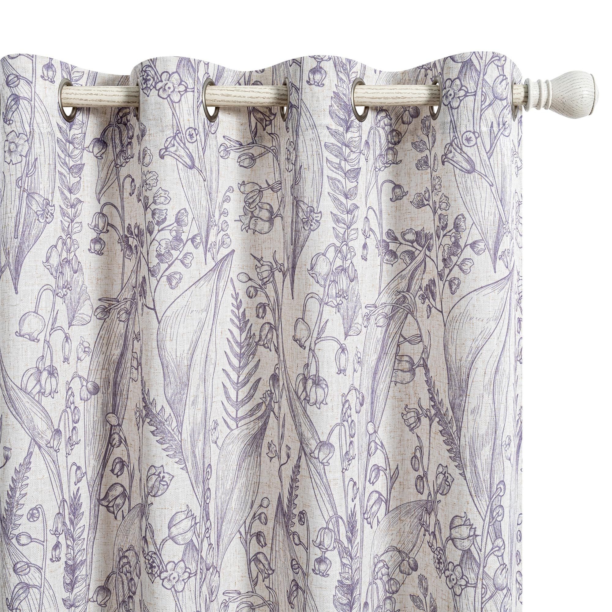 Amazon.com: MEETSKY Purple Floral Curtains Linen Textured Light ...