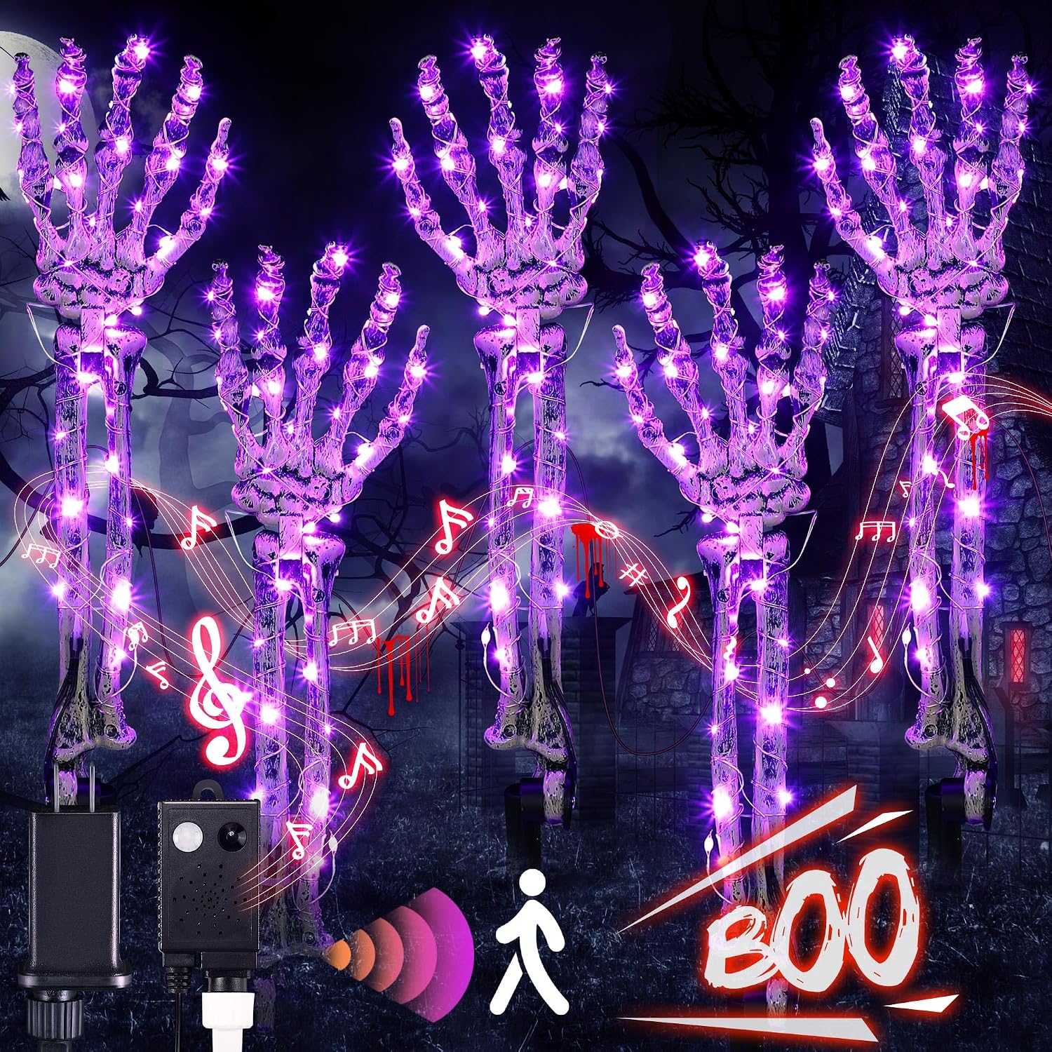 Amazon.com: Enhon Halloween Decorations, 5 Pack Lighted Skeleton Arm ...