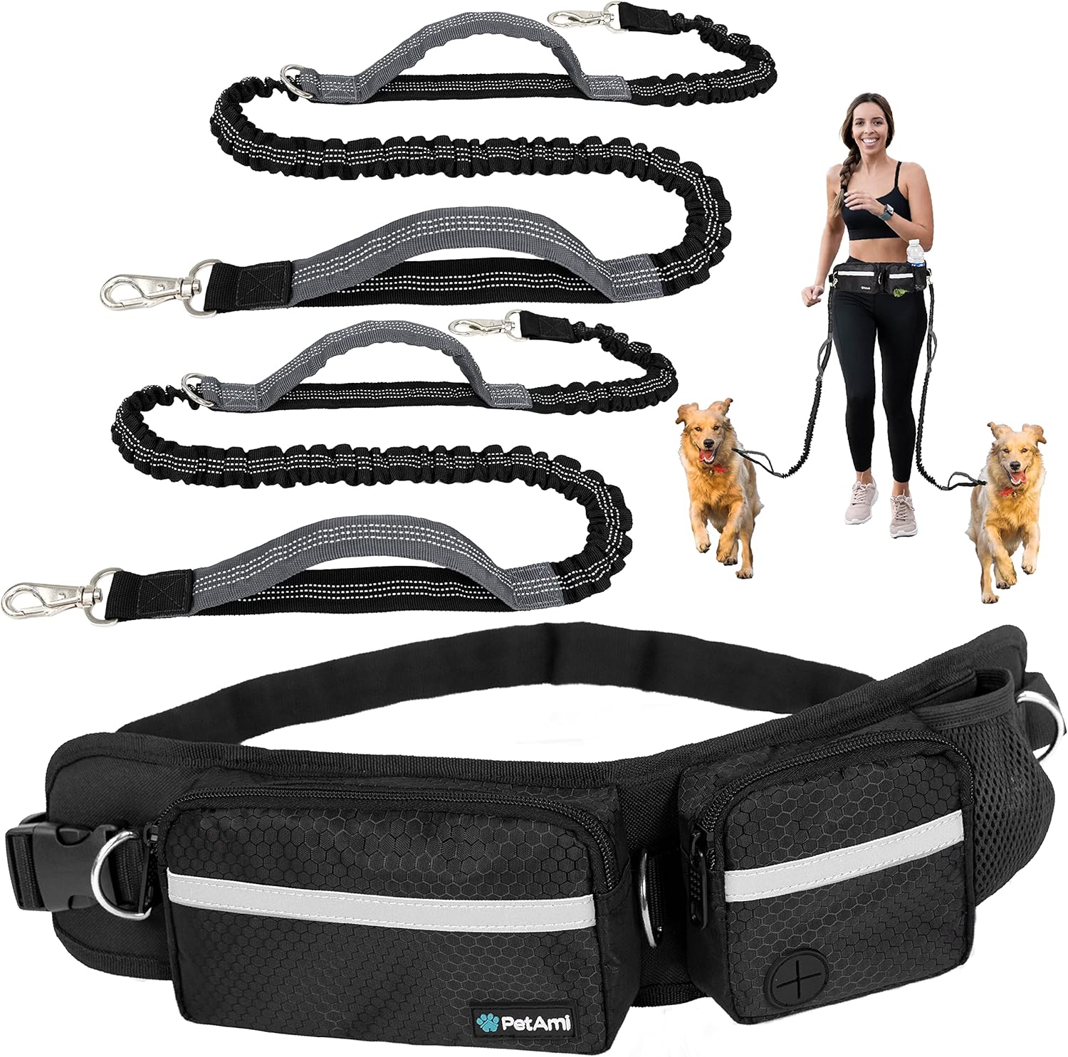 Amazon.com : PetAmi Hands Free Dog Leash, Dog Running Leash Belt Bag for Walking, Jogging, Dog ...