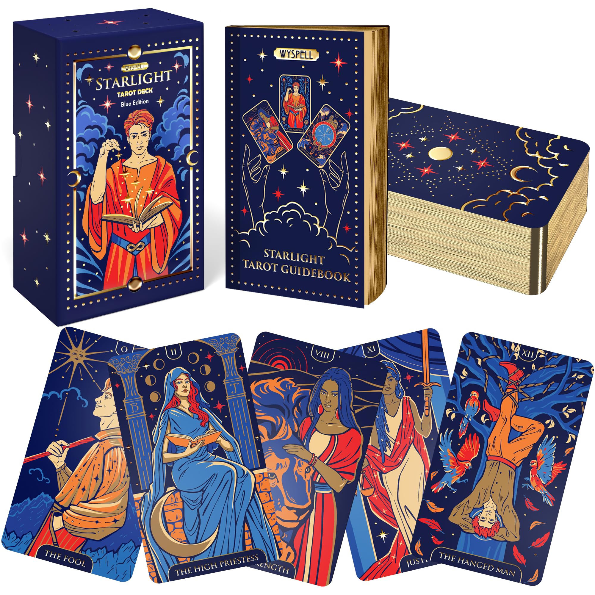 Amazon.com: Wyspell Blue Starlight Tarot Deck: Starry Sky-Inspired ...