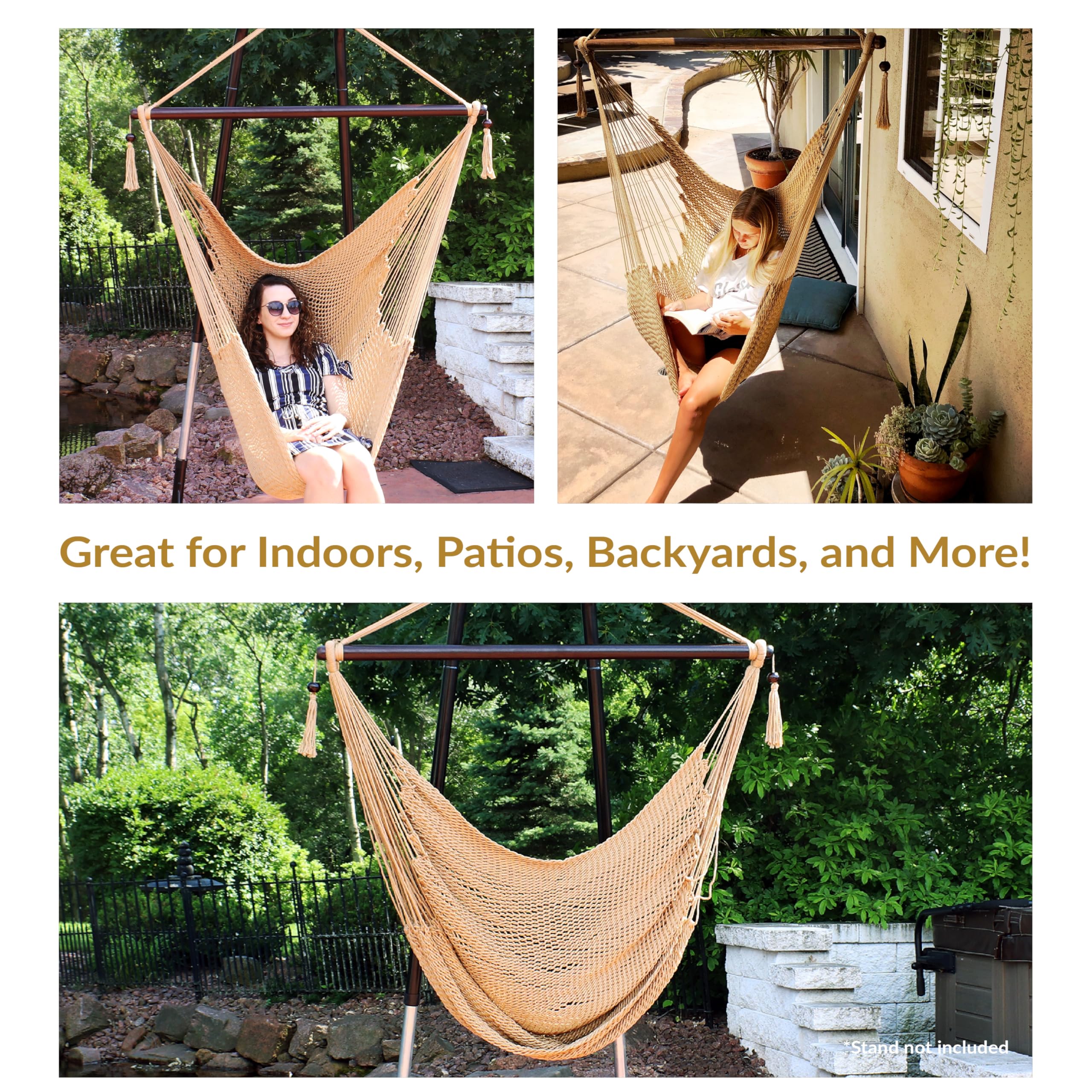 Snapklik.com : Sunnydaze Outdoor Hammock Chair Swing - Hanging Hammock ...