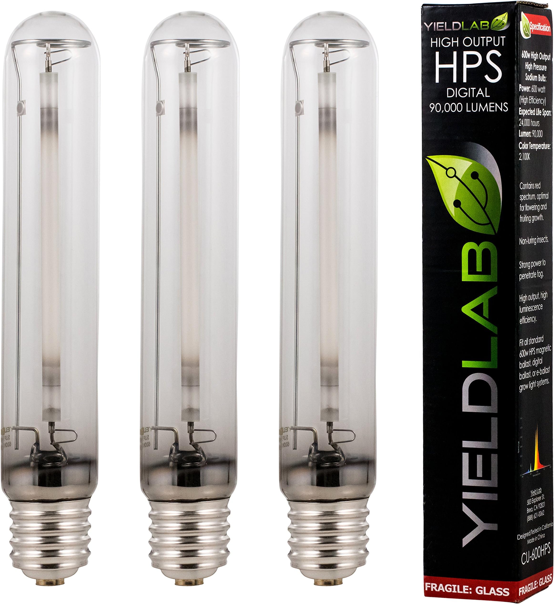 Amazon.com: Yield Lab HPS 600w Lamp HID Bulb (3 Pack) : Patio, Lawn ...