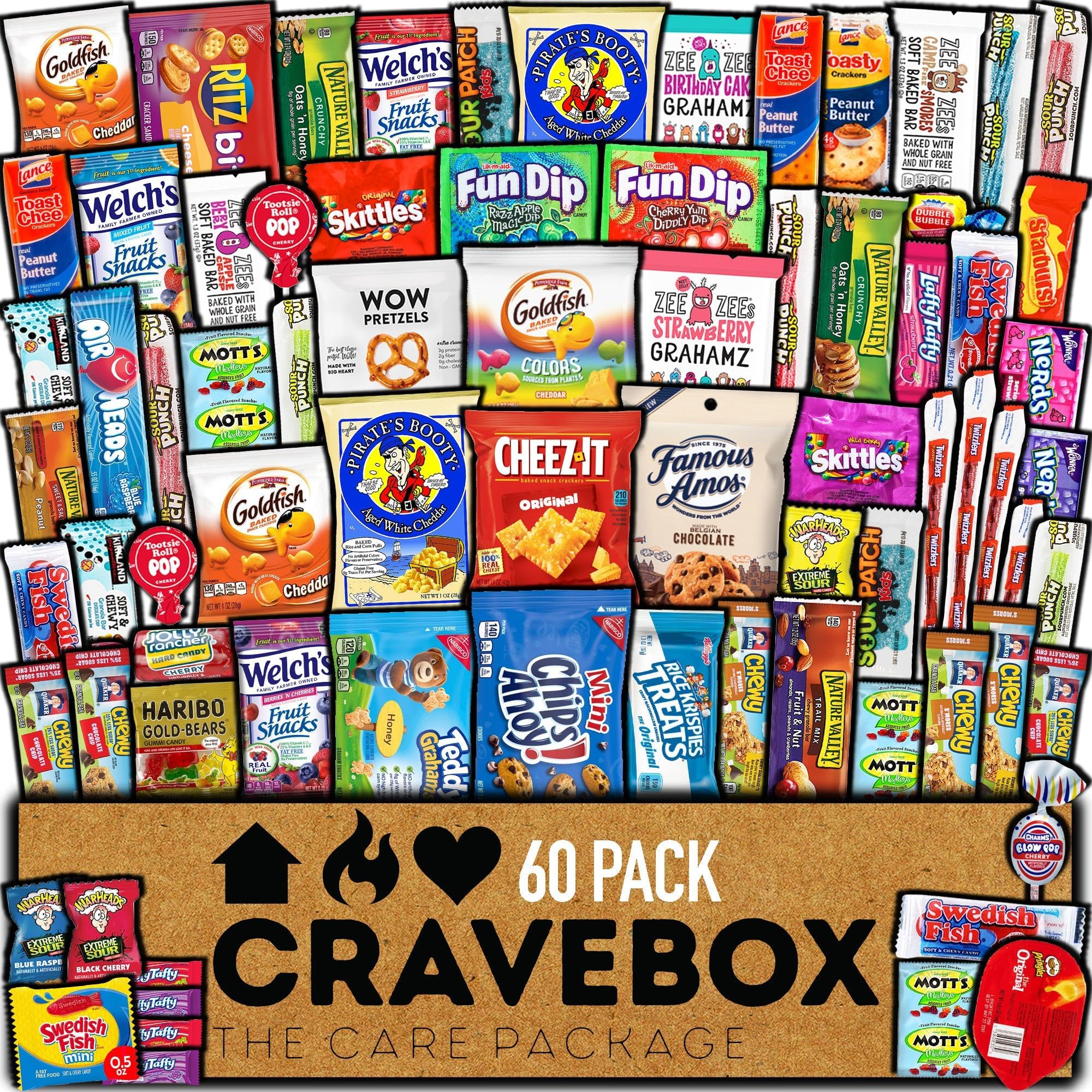 Amazon.com: CRAVEBOX Snack Box 60 count Variety Final Exams, Care ...