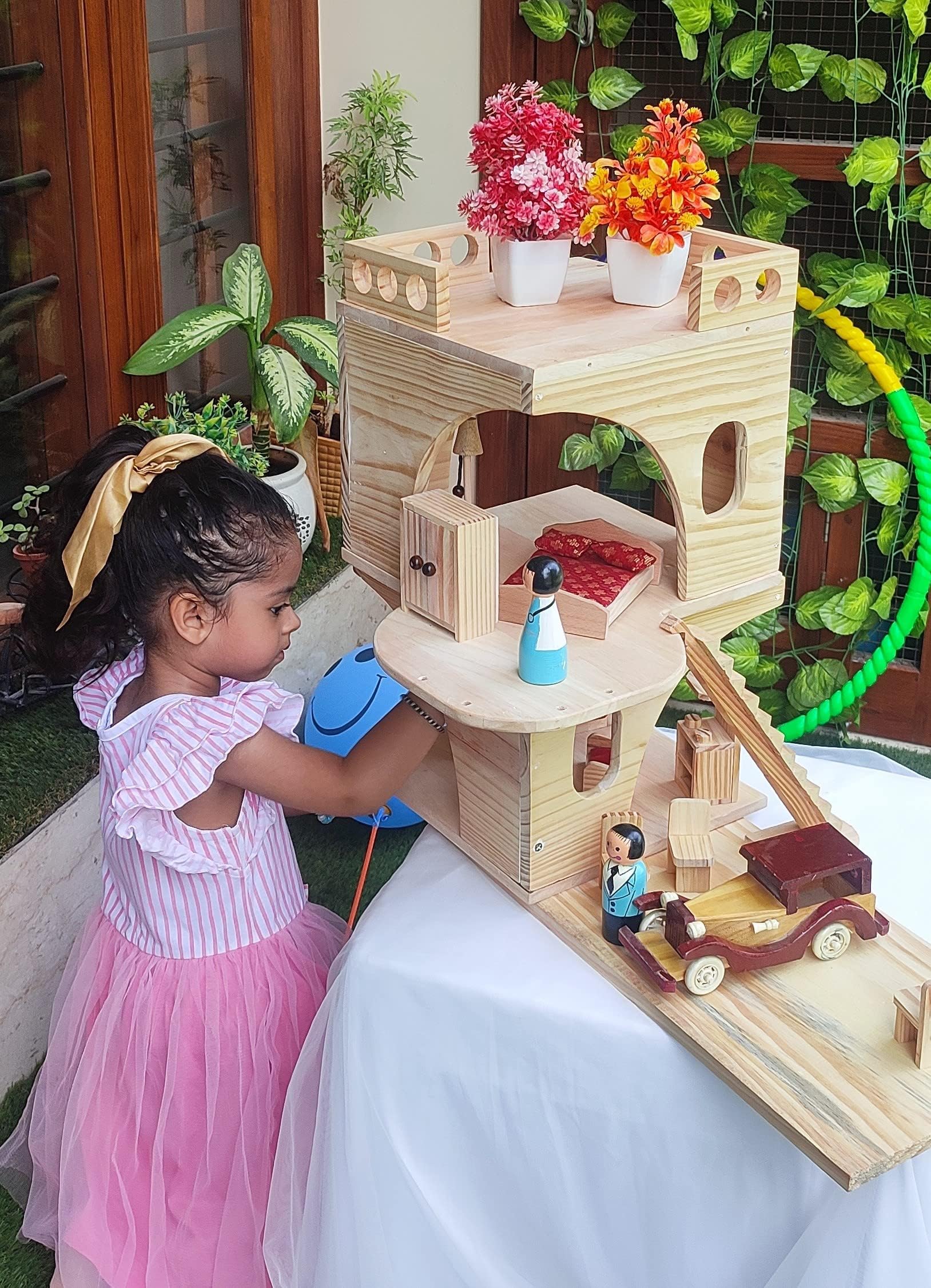 Buy TinyMinyWorld Beautiful Wooden Dollhouse for Girls Doll House for ...