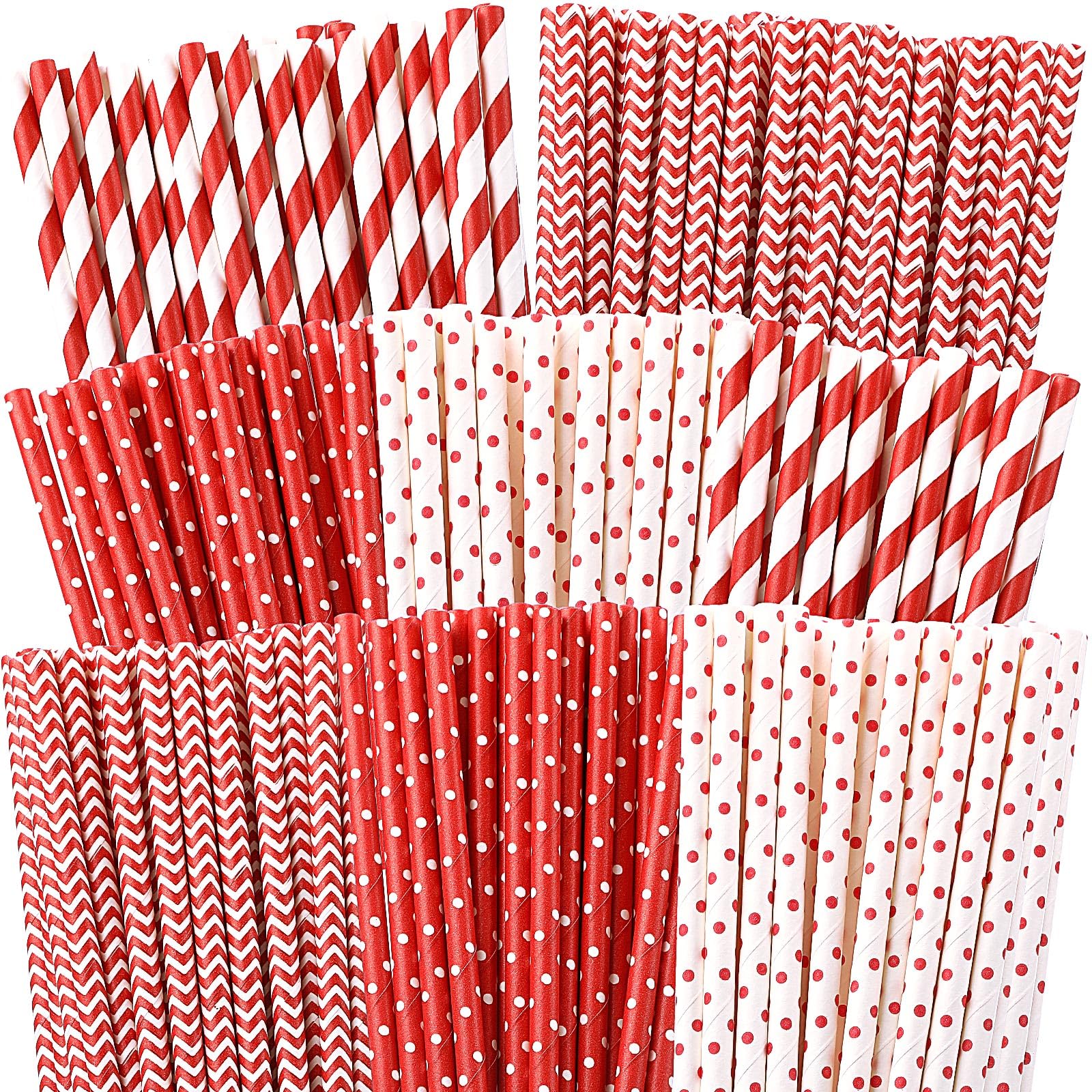 Amazon.com: Jutom 500 Pieces Christmas Paper Straws 4 Styles Disposable ...