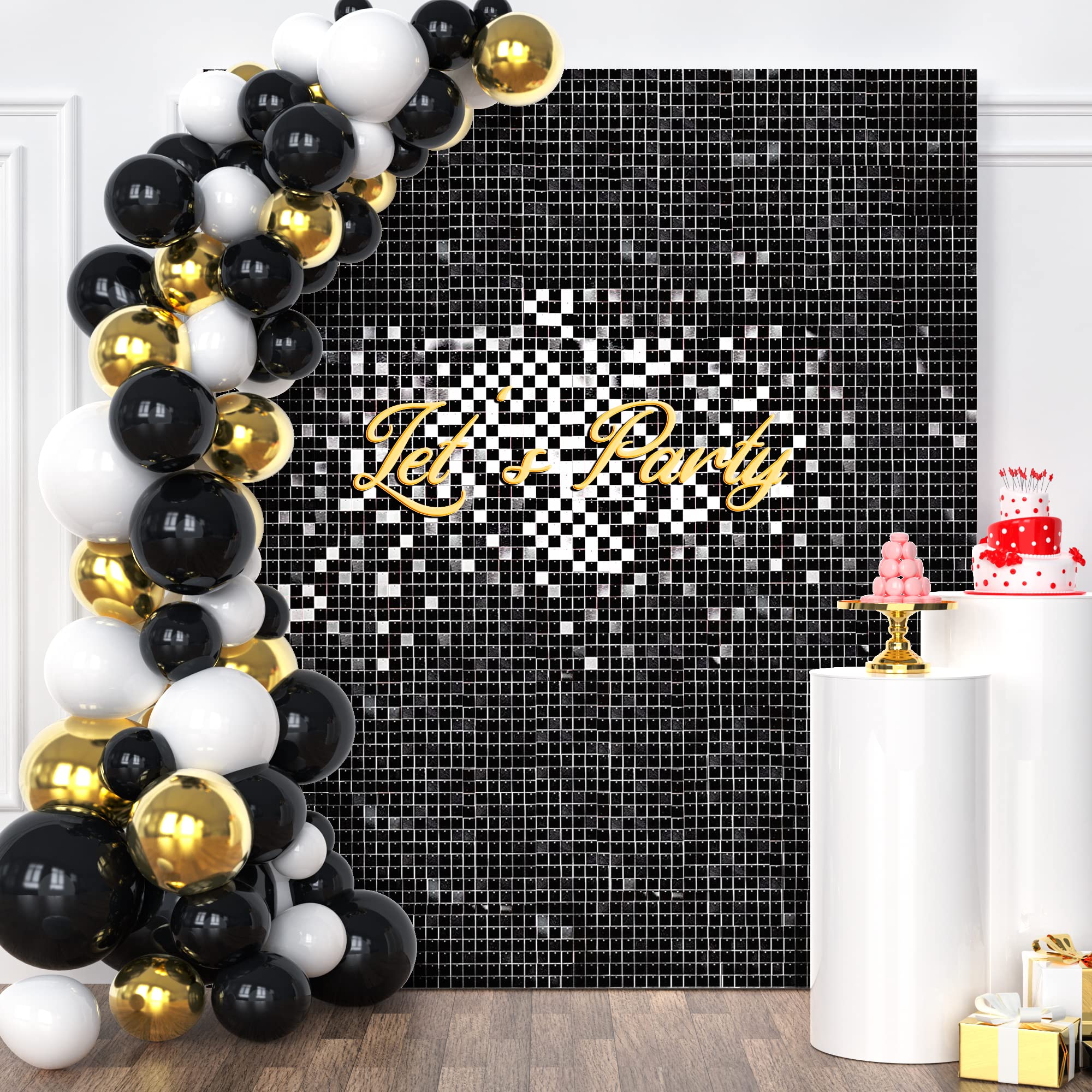 Amazon.com : Shimmer Wall Backdrop Panels 30 Sequin Backdrop Black ...