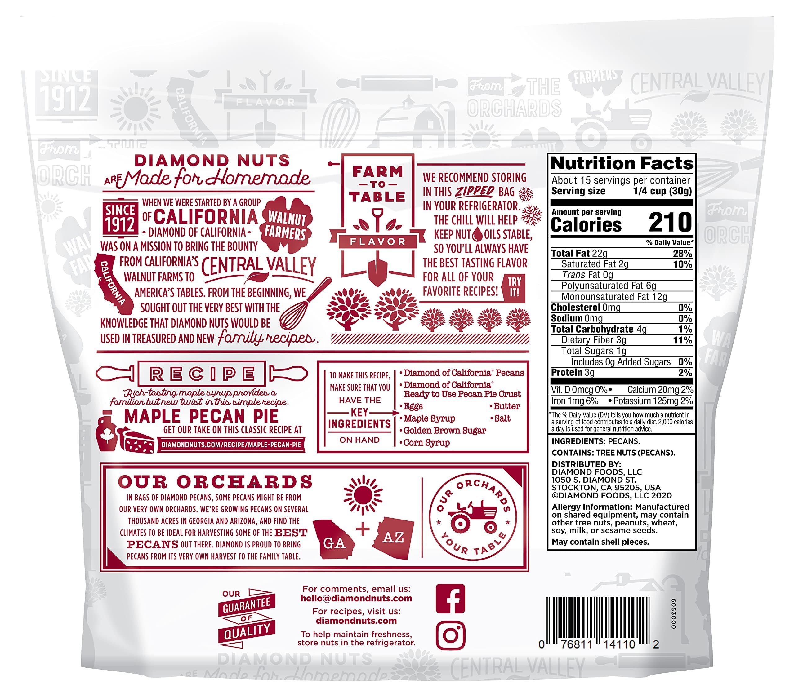 Snapklik.com : Diamond Of California Pecans Halves, 16 Oz
