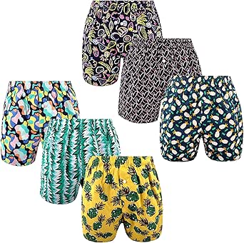 WeciBor Men's Colored Boxers Shorts Cotton Woven Underwear Boxers - 6 ...