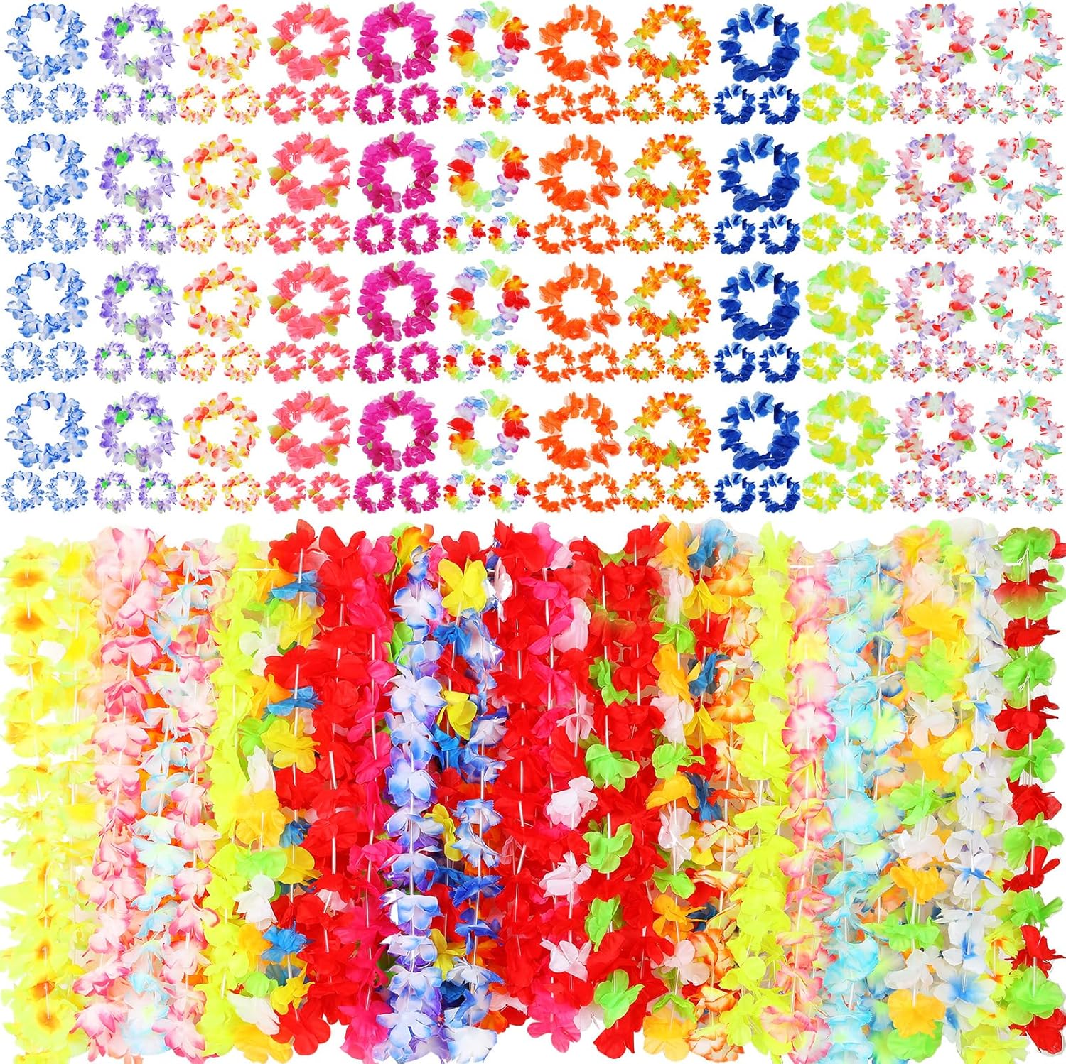 Amazon.com: Jexine 500 Pcs Hawaiian Leis Bulk Luau Party Decorations ...