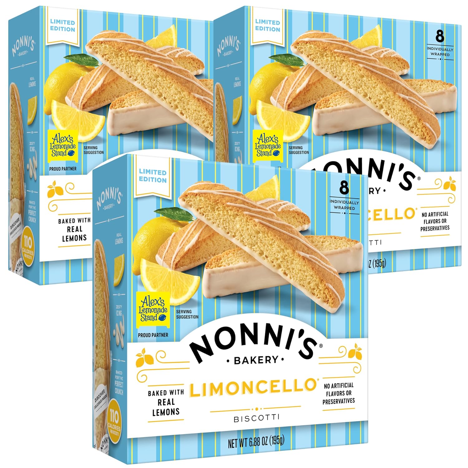 Amazon.com: Nonni's Limoncello Biscotti Italian Cookies - 3 Boxes Zesty ...