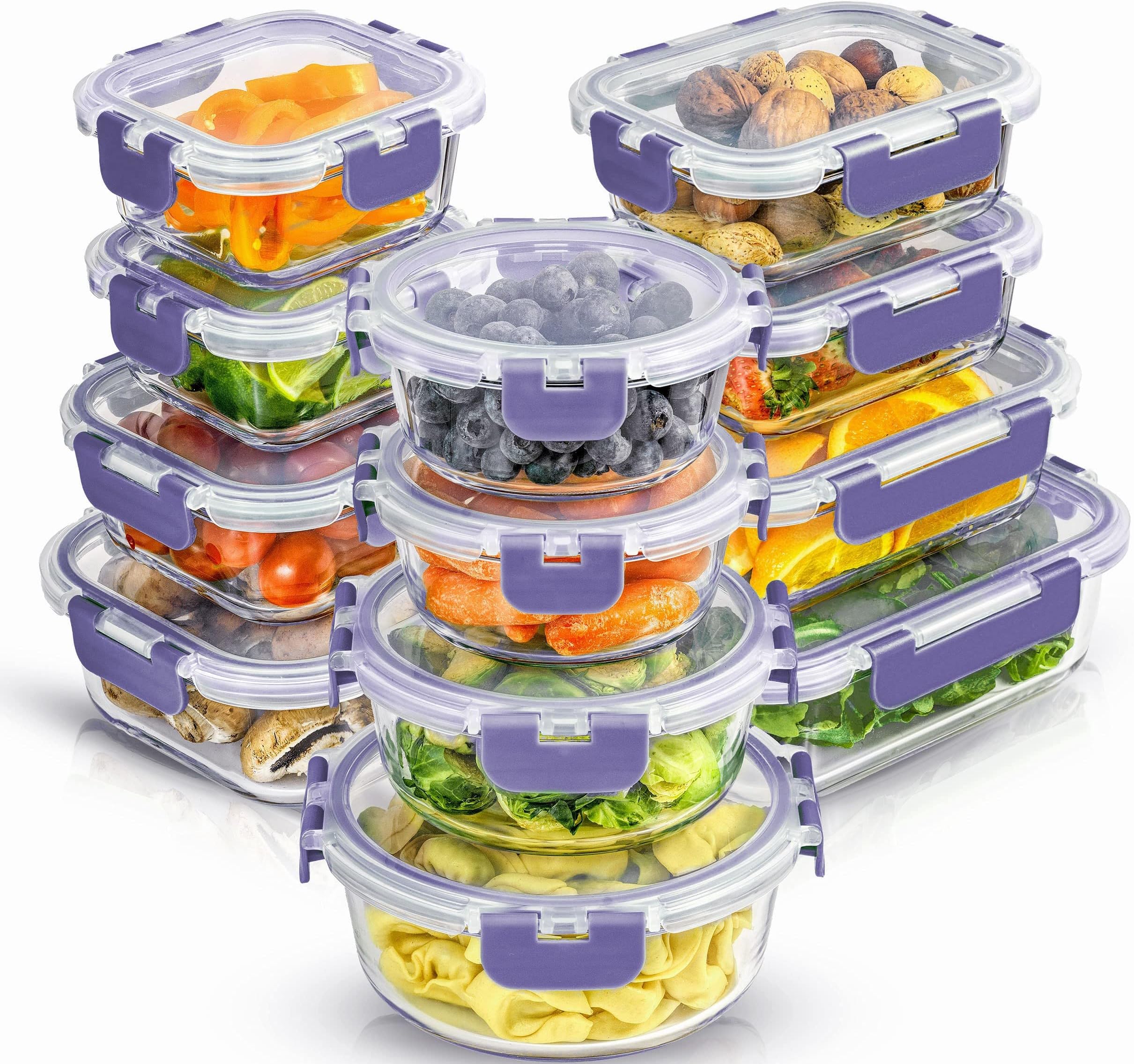 Amazon.com: Razab 30 PC Glass Food Storage Containers with Lids ...