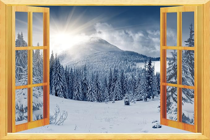 TCS/Latest Window Design Beautiful ice Mountain Window Wallpaper/with ...