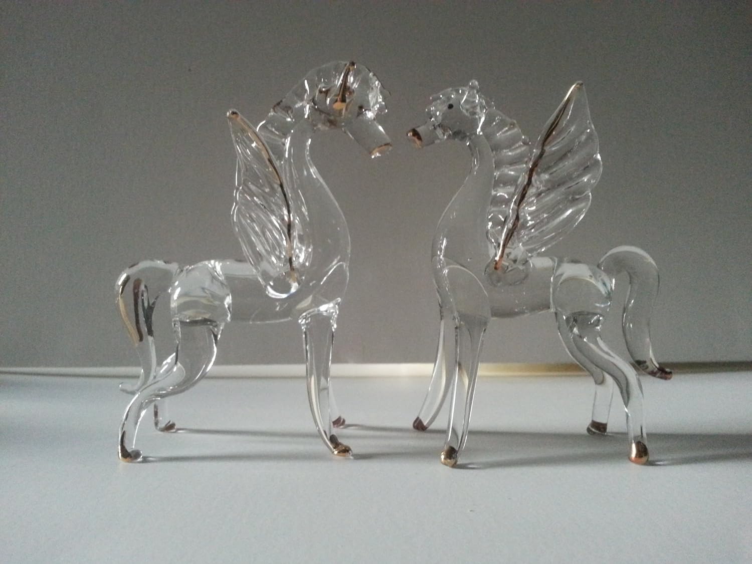Amazon.com: Set of 2 Blown Glass Pegasus Figurine 3.5"h : Home & Kitchen