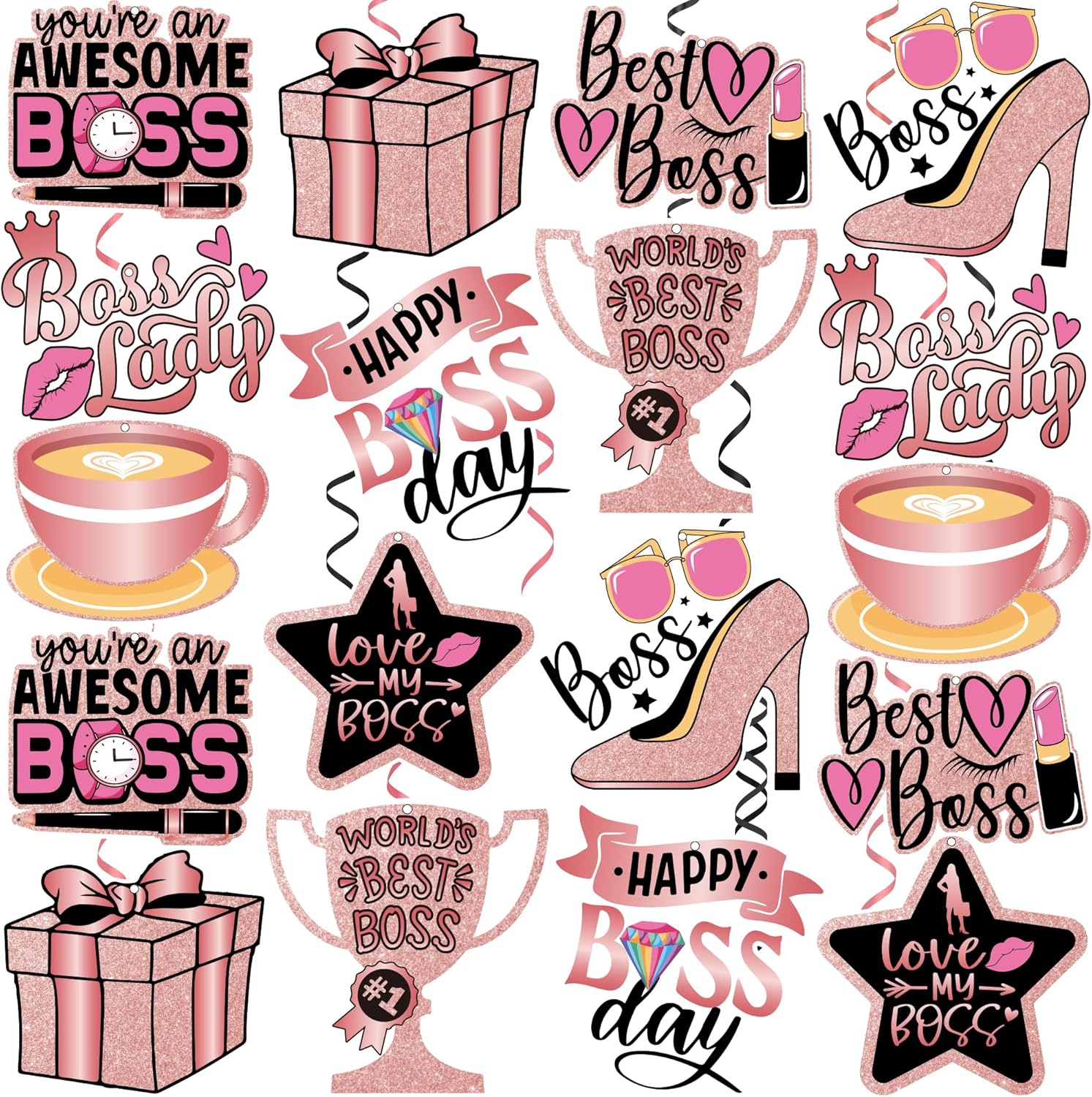 Amazon.com: Boss Day Decorations Hanging Swirls, 36pcs Pink Lady Happy ...