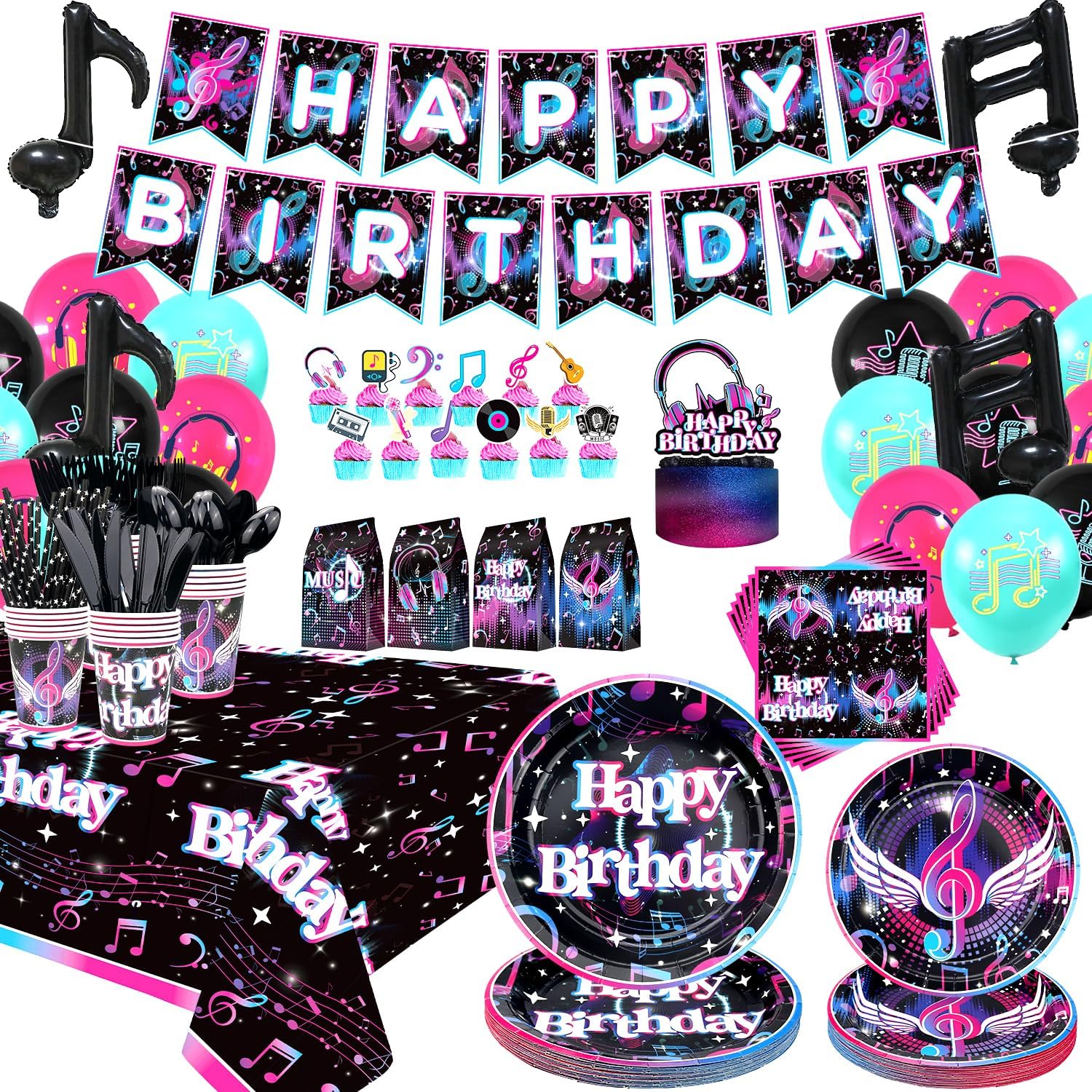 Amazon.com: Music Birthday Party Supplies - Music Note Party Decoration ...