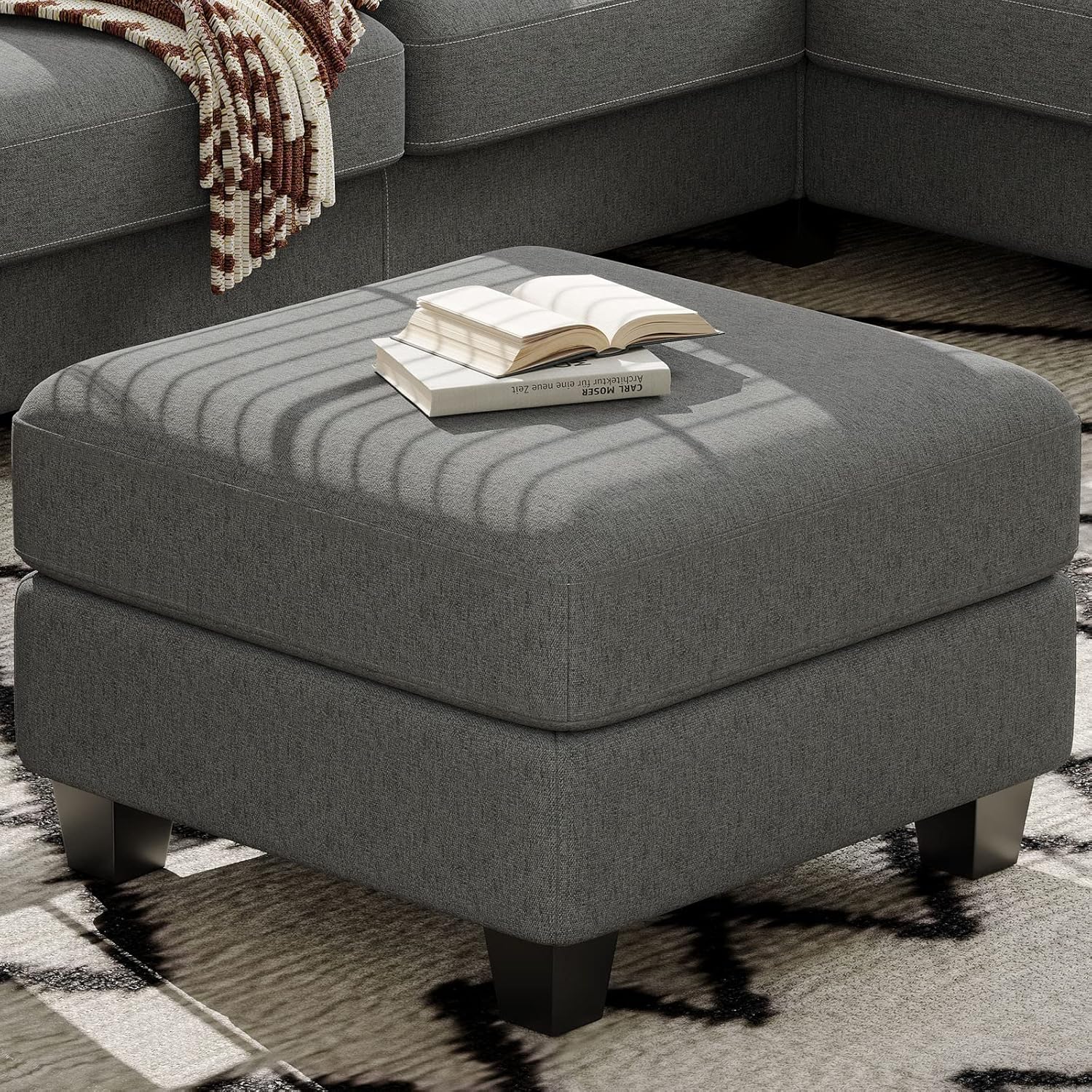 Amazon.com: Belffin Upholstered Storage Ottoman with Coffee Table Top ...