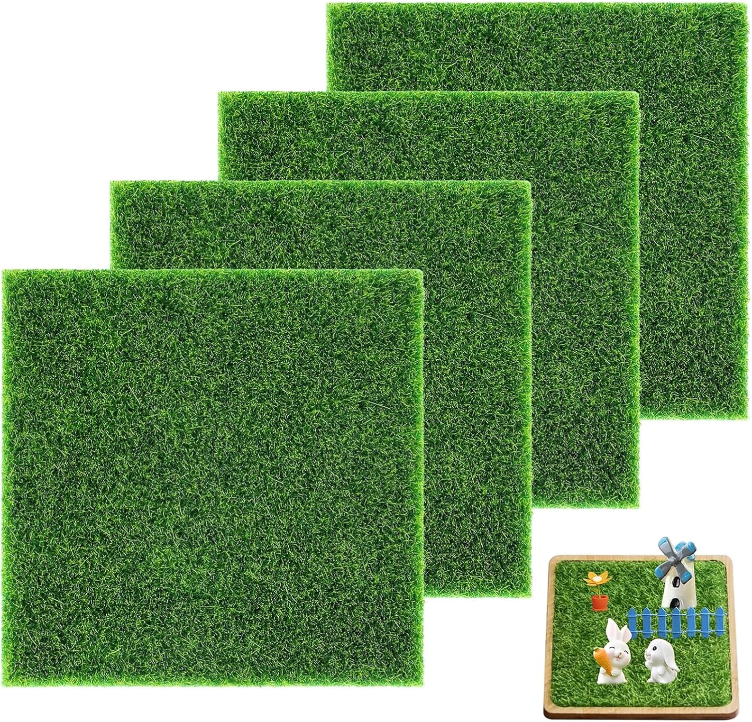 15x15cm Artificial Grass, 4 Pcs Artificial Grass Table Runner, Grass ...