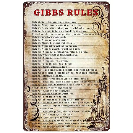 Amazon.com: Retro Poster Tin Sign, NCIS-Gibbs-Rule Printed Canvas ...