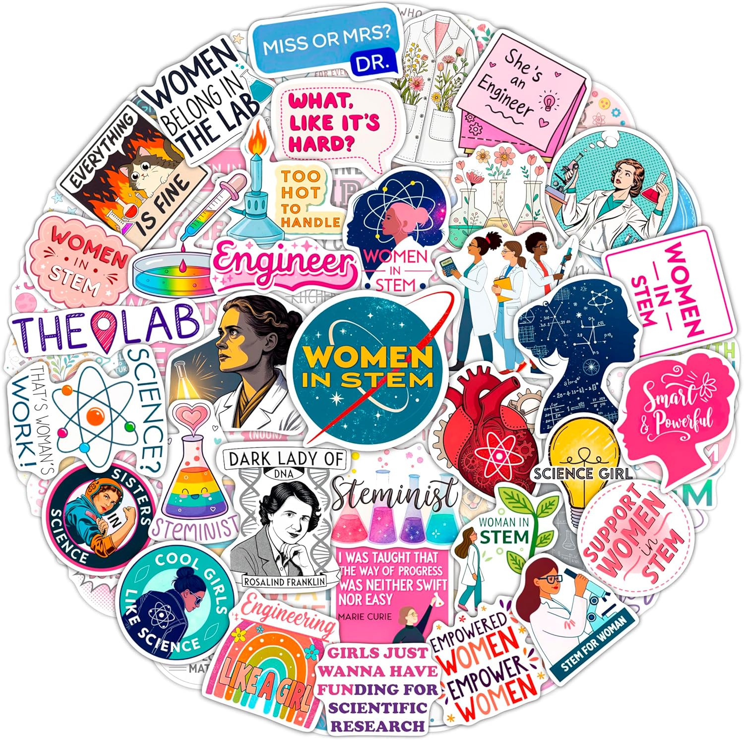 Amazon.com: 100Pcs Women in Stem Stickers for Water Bottle, Laptop ...