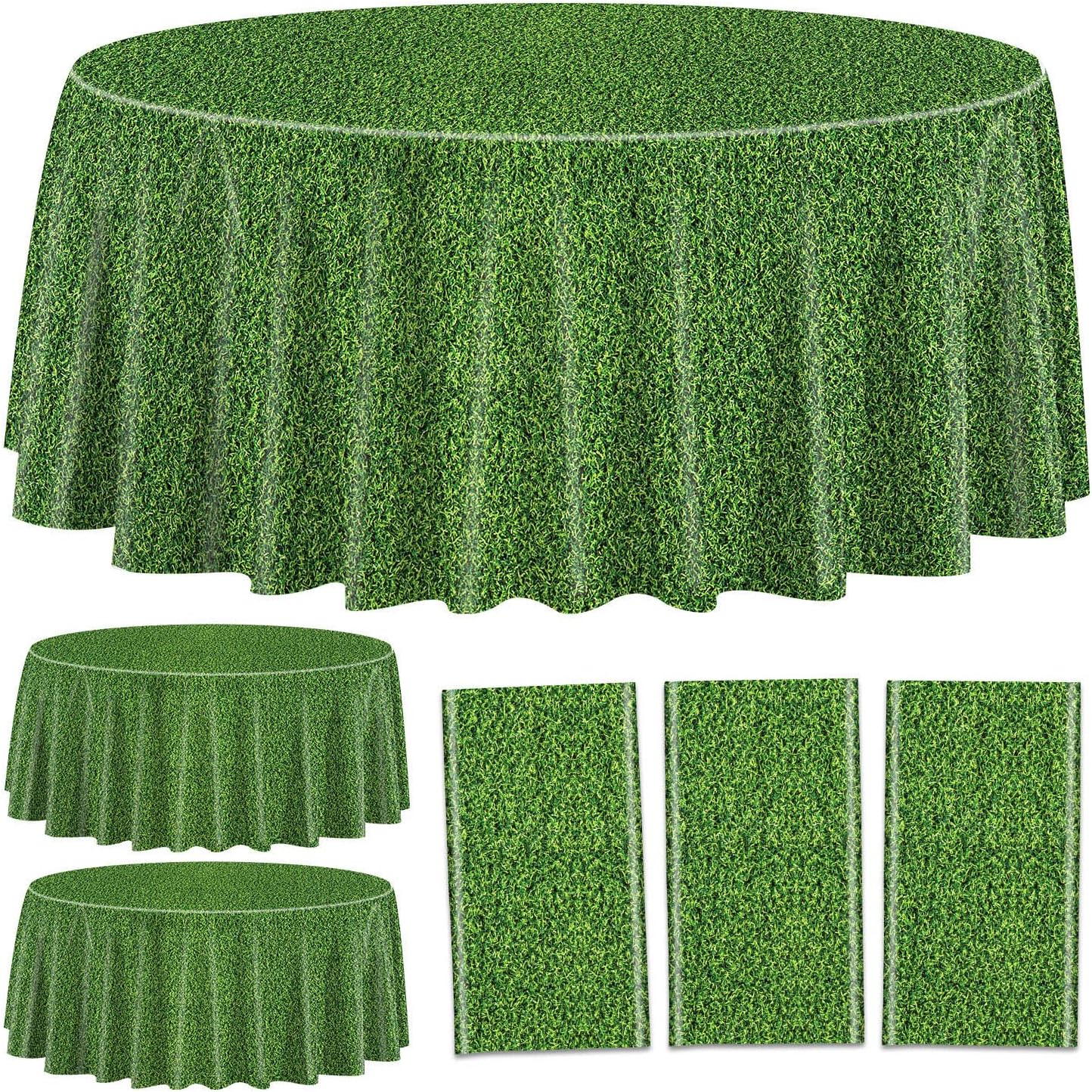 Amazon.com: PIXHOTUL 3 Pcs Green Grass Tablecovers, Round Grass Pattern ...