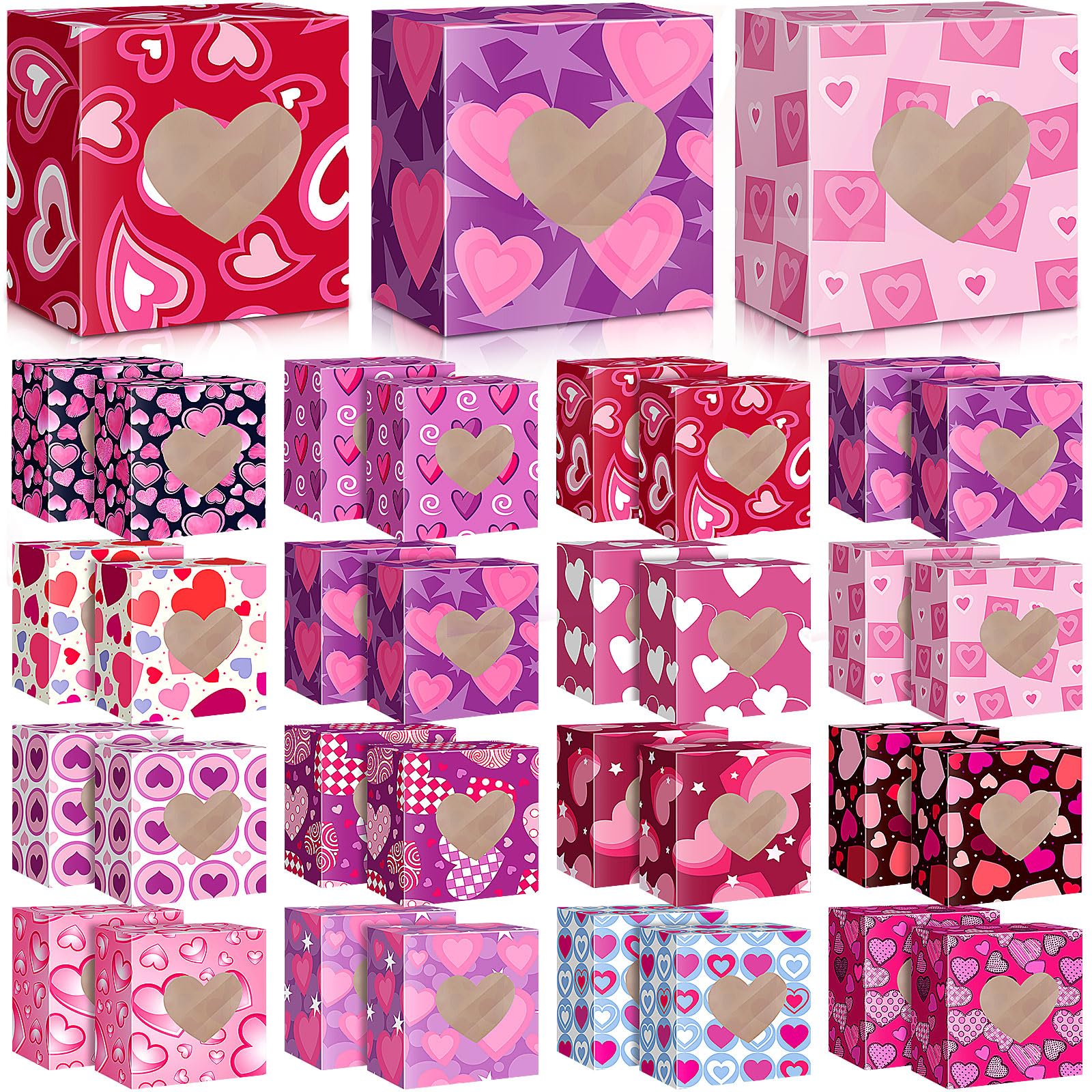 160 Pcs Valentine s Day Bakery Treat Boxes With Heart Window Cookie