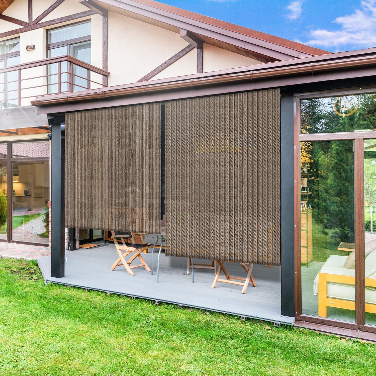 Amazon.com : ECOOPTS Outdoor Roller Shade, Roll Up Shade Blind Sun ...
