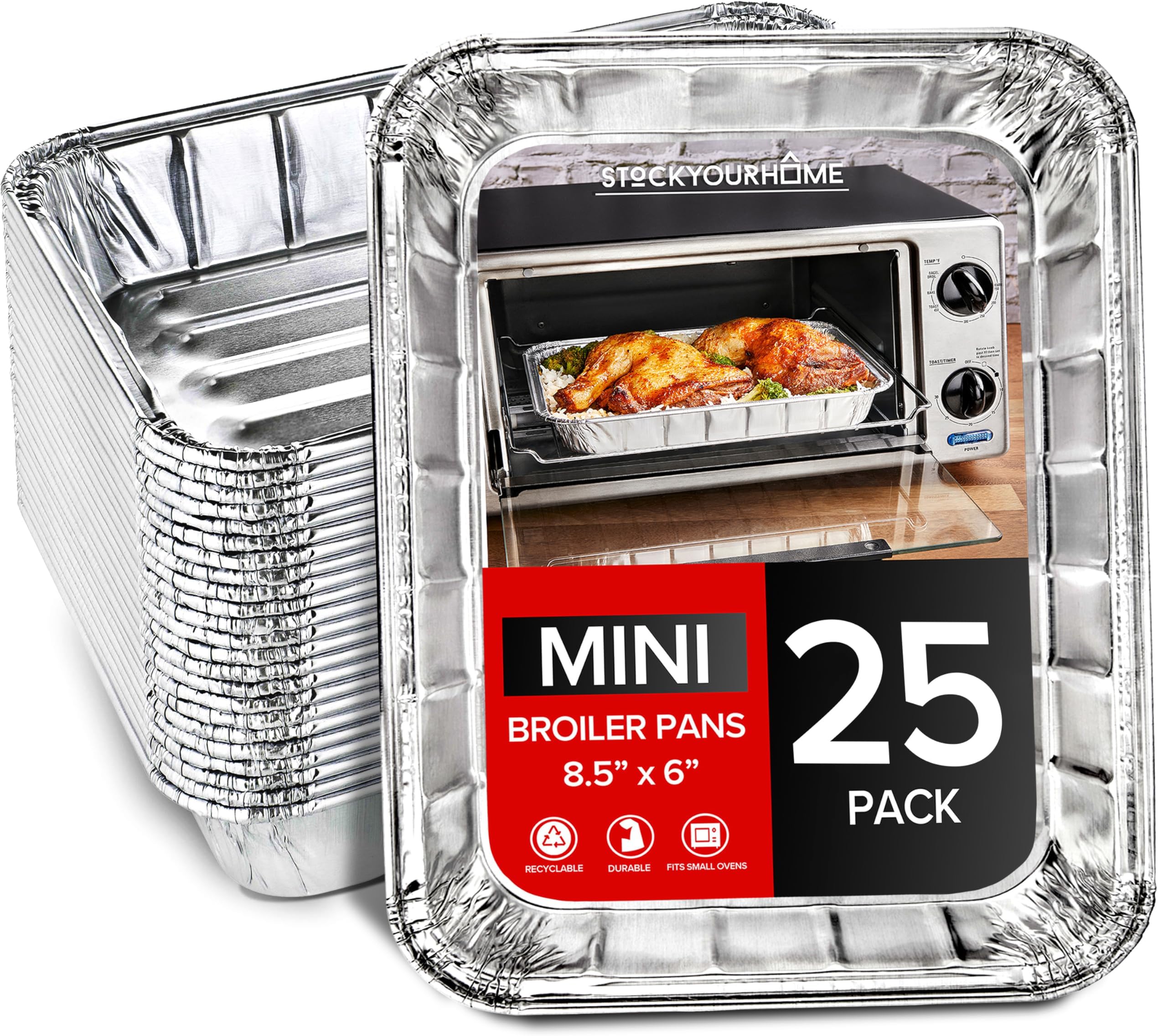 Amazon.com: Stock Your Home 25 Pack- Mini Toaster-Oven Broiler Pans ...